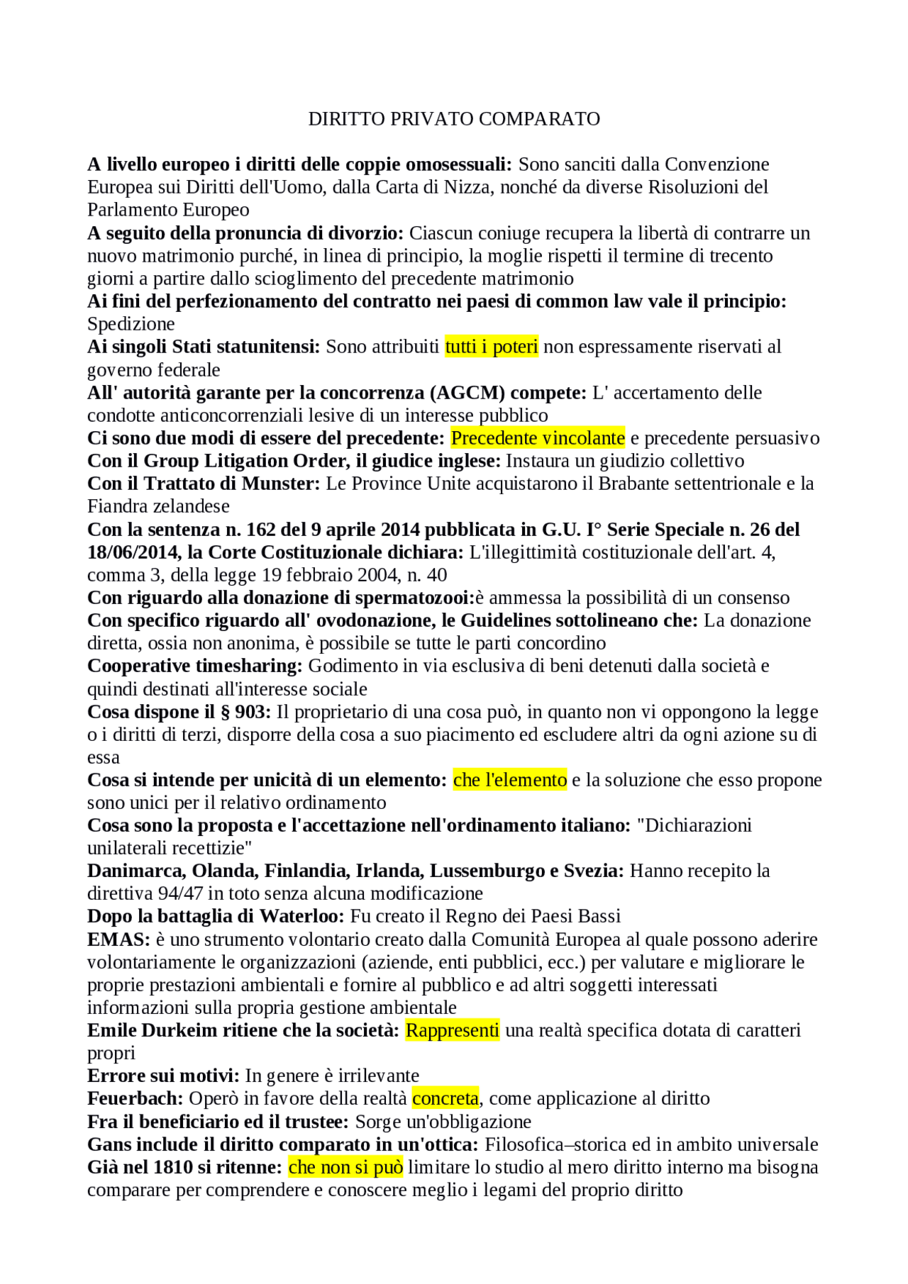 Diritto Privato Comparato Completo Di Risposte In Ordine Alfabetico