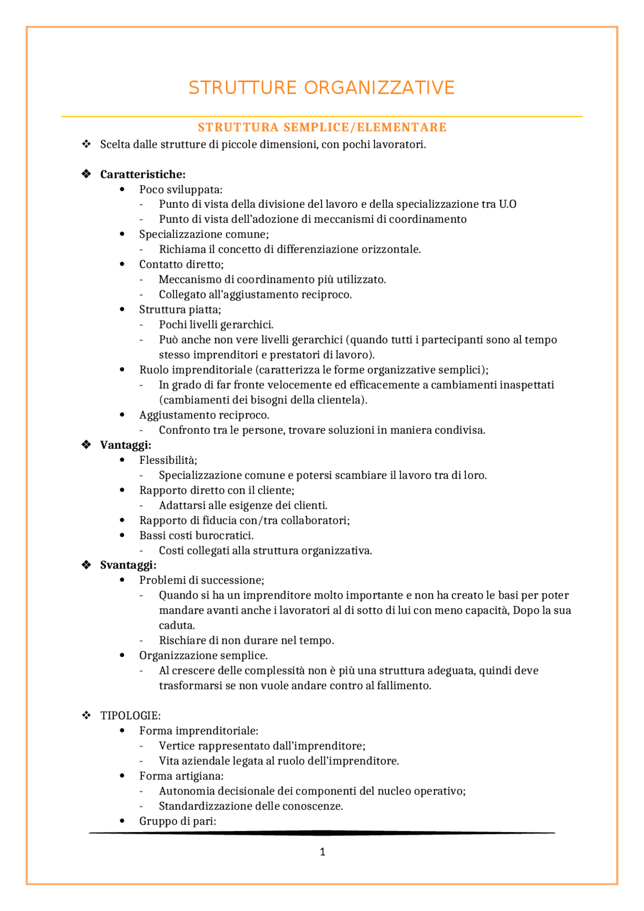Strutture Organizzative (esame di Economia Aziendale) | Dispense di Economia Aziendale | Docsity