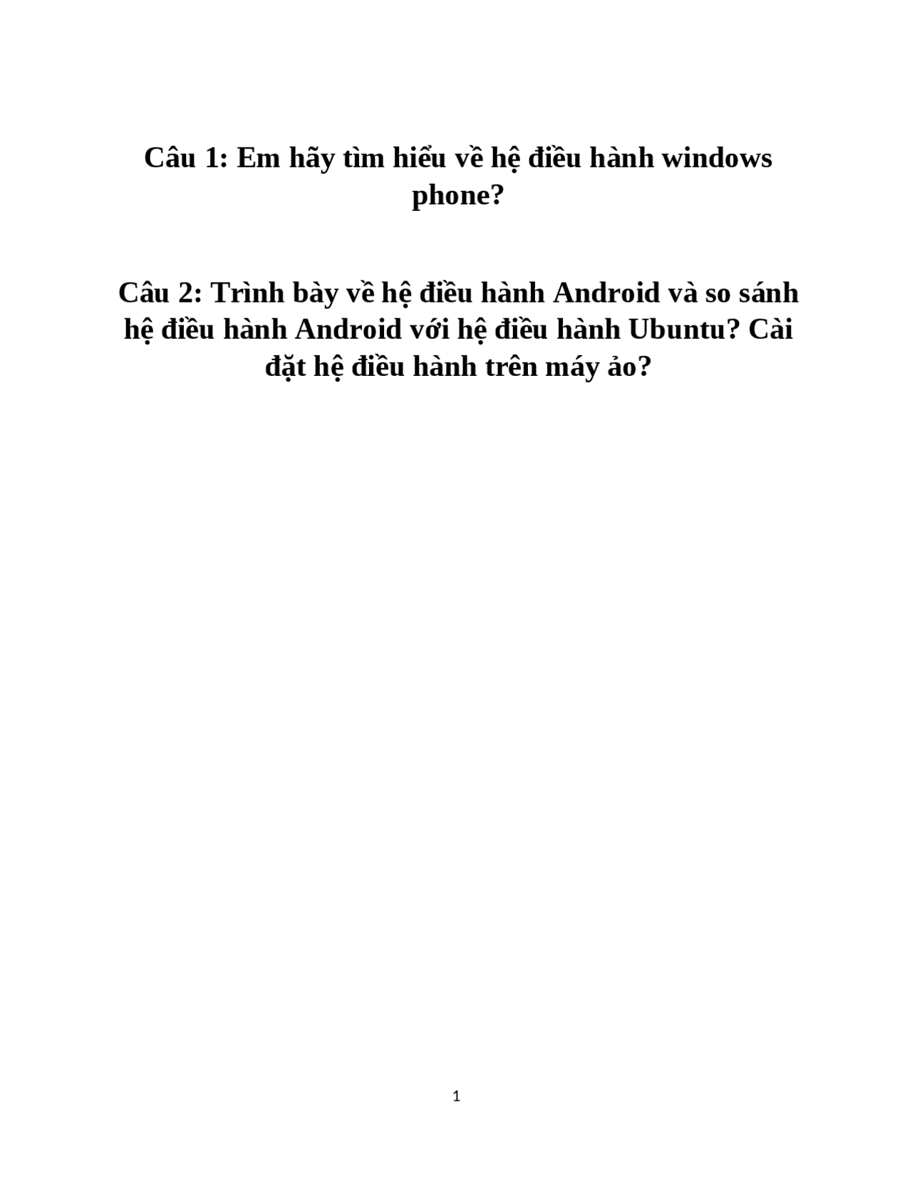 Môn học Hệ Điều Hành | Exercises Information Technology - Docsity