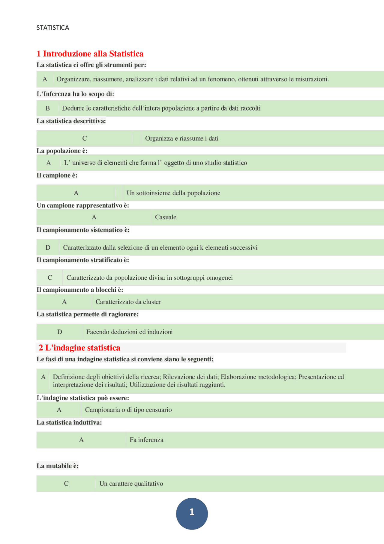 STATISTICA PEGASO TEST DA 10 PER ARGOMENTI | Prove d'esame di ...