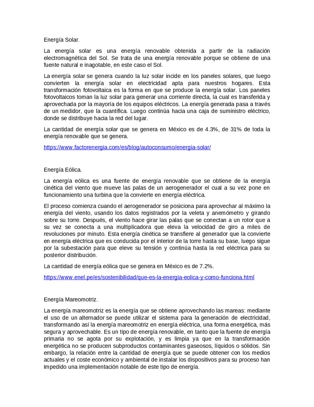 Tipos De Energias Renovales Resúmenes De Química Docsity