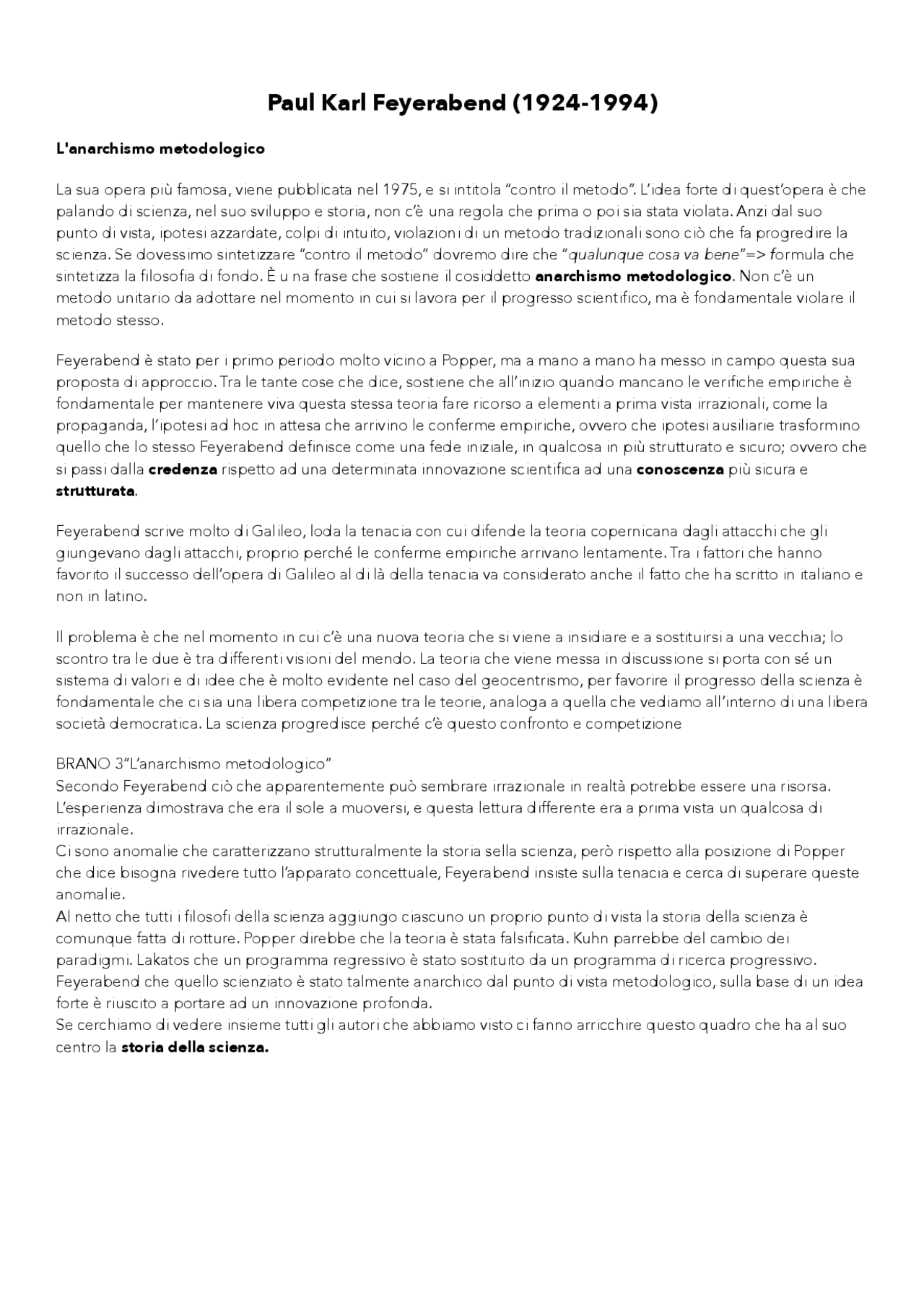 Paul Karl Feyerabend 1924 1994 Appunti Di Filosofia Docsity