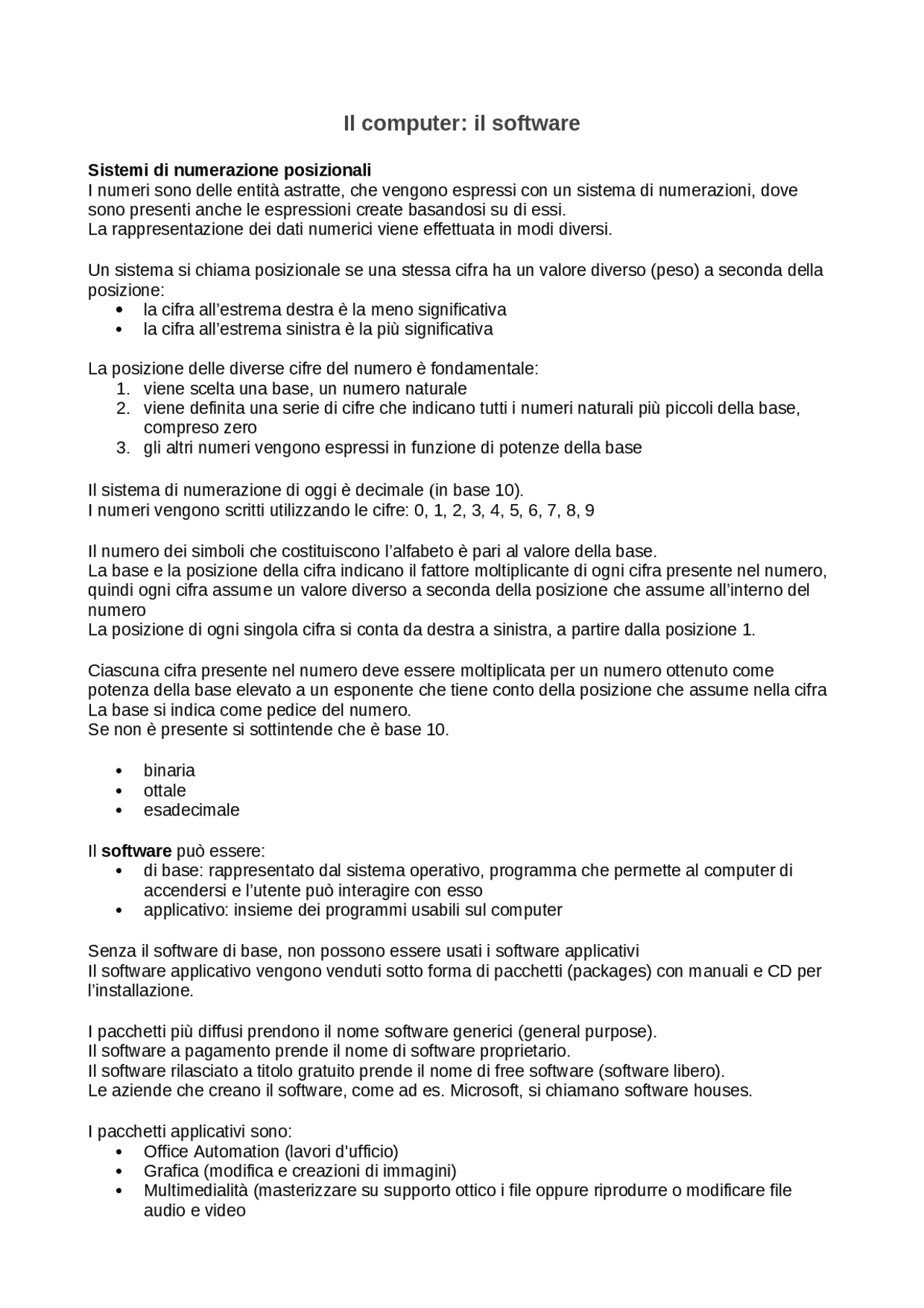 Il Computer E Il Software Appunti Di Informatica Docsity