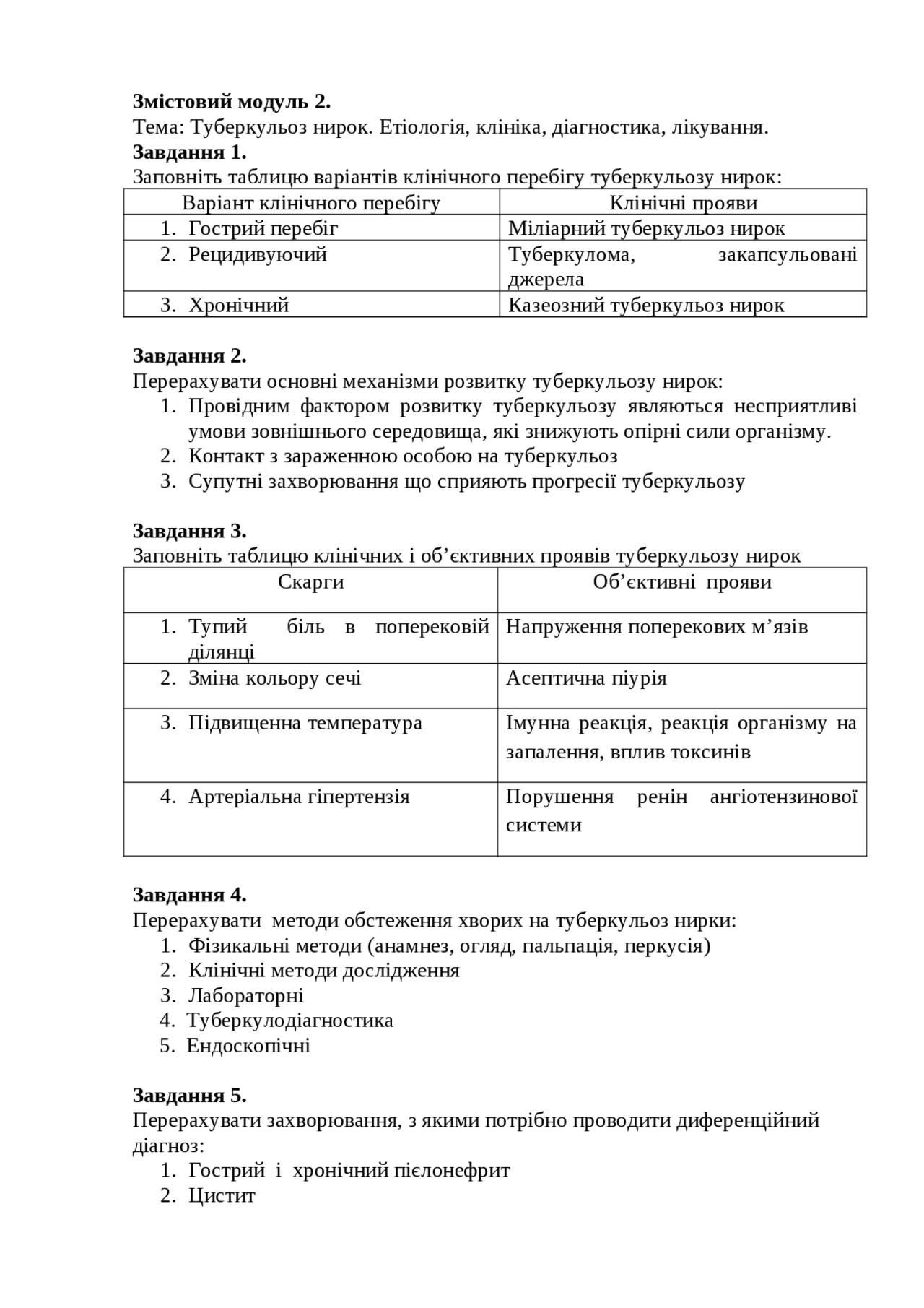 Робочий зошит урологія тема 8 Упражнения и задачи Урология Docsity