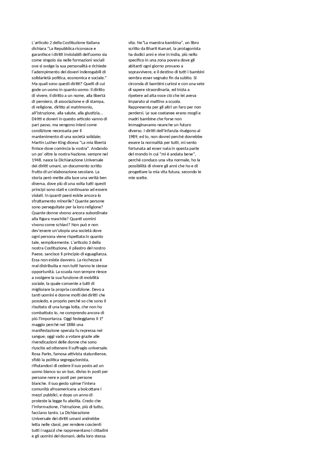 TEMA SUI DIRITTI UMANI | Temi di Italiano | Docsity TEMA SUI DIRITTI UMANI | Temi di Italiano | Docsity