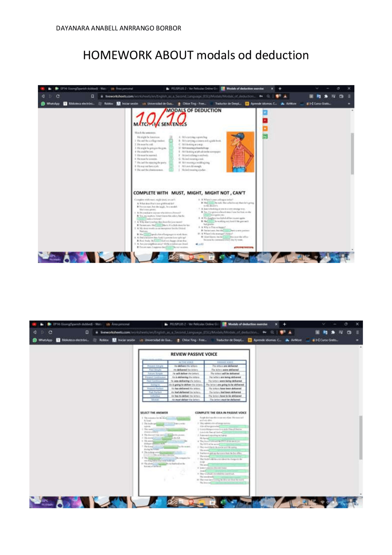 HOMEWORK -modals od deduction | Traducciones de Idioma Inglés | Docsity