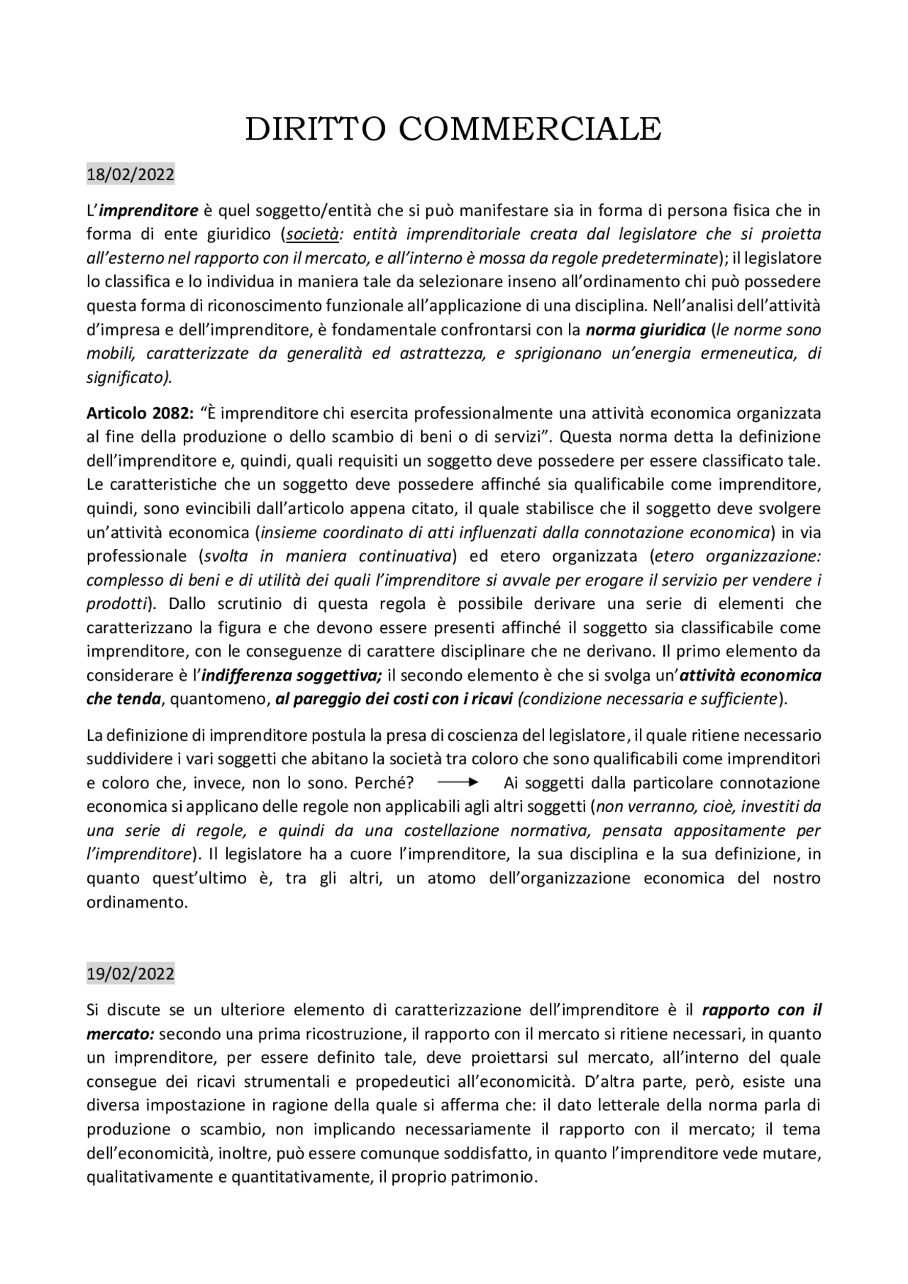 Appunti Diritto Commerciale Appunti Di Diritto Commerciale Docsity