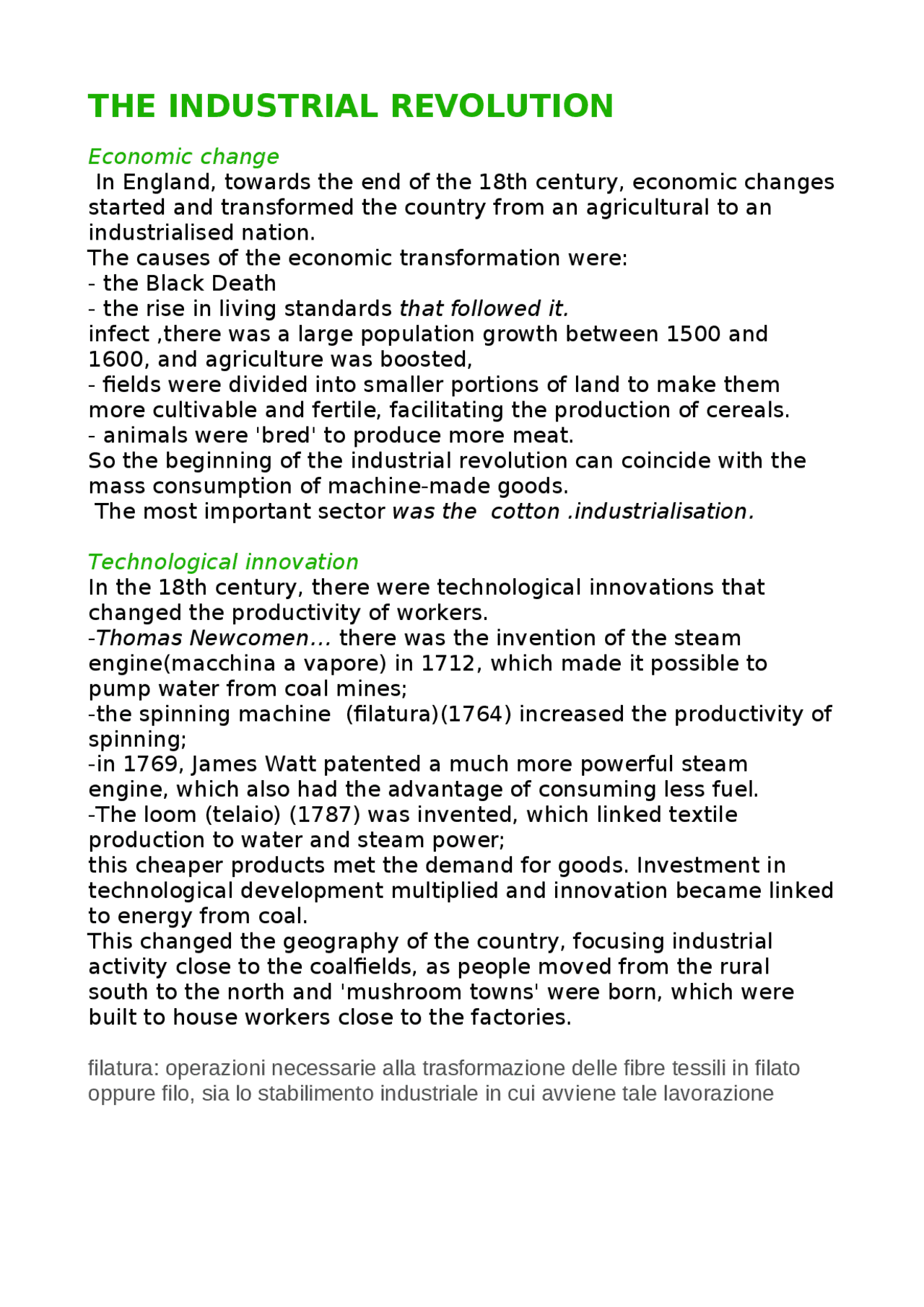 The period of the industrial revolution | Dispense di Inglese | Docsity