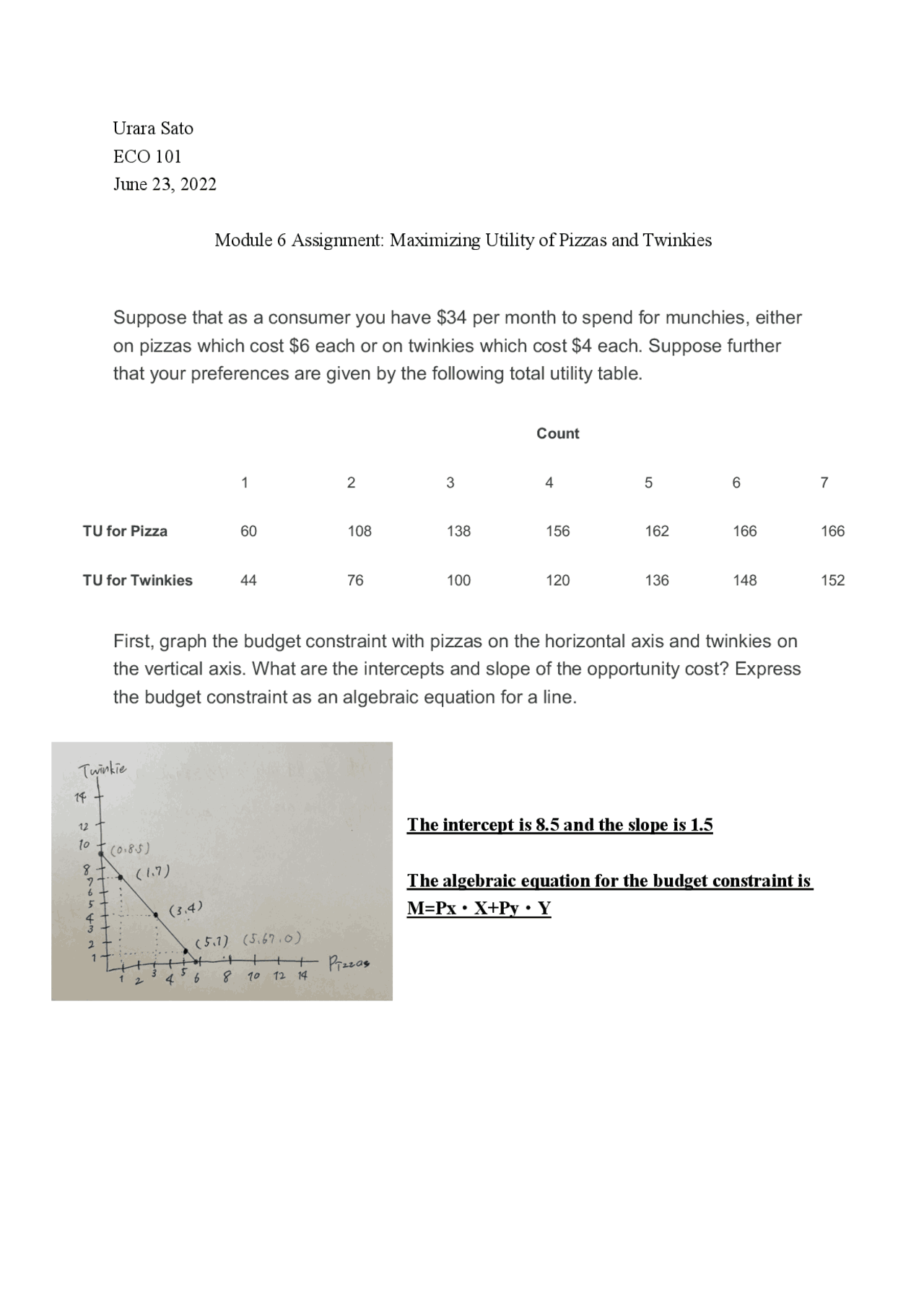 Assignment Maximizing Utility Of Pizzas And Twinkies Assignments