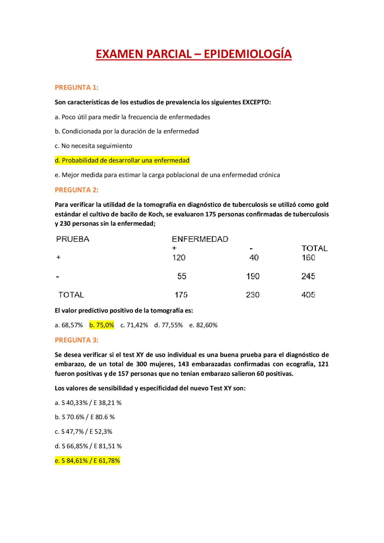 Banco Epidemio Parcial Resúmenes De Epidemiología Docsity