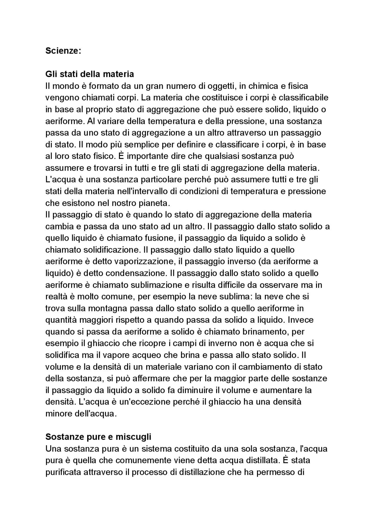 Stato Della Materia E Miscugli Schemi E Mappe Concettuali Di Chimica