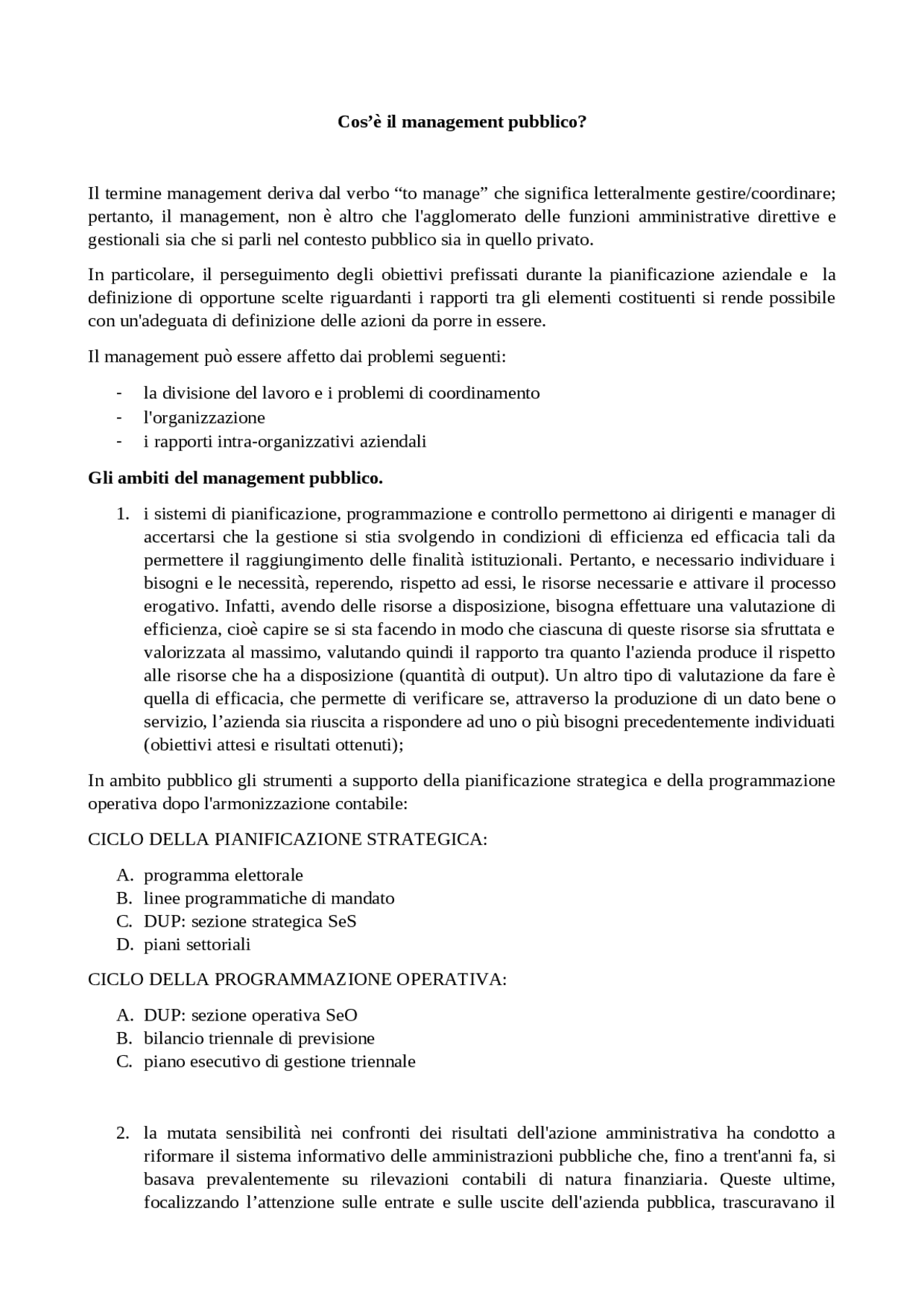 Management Pubblico Breve Introduzione Schemi E Mappe Concettuali Di