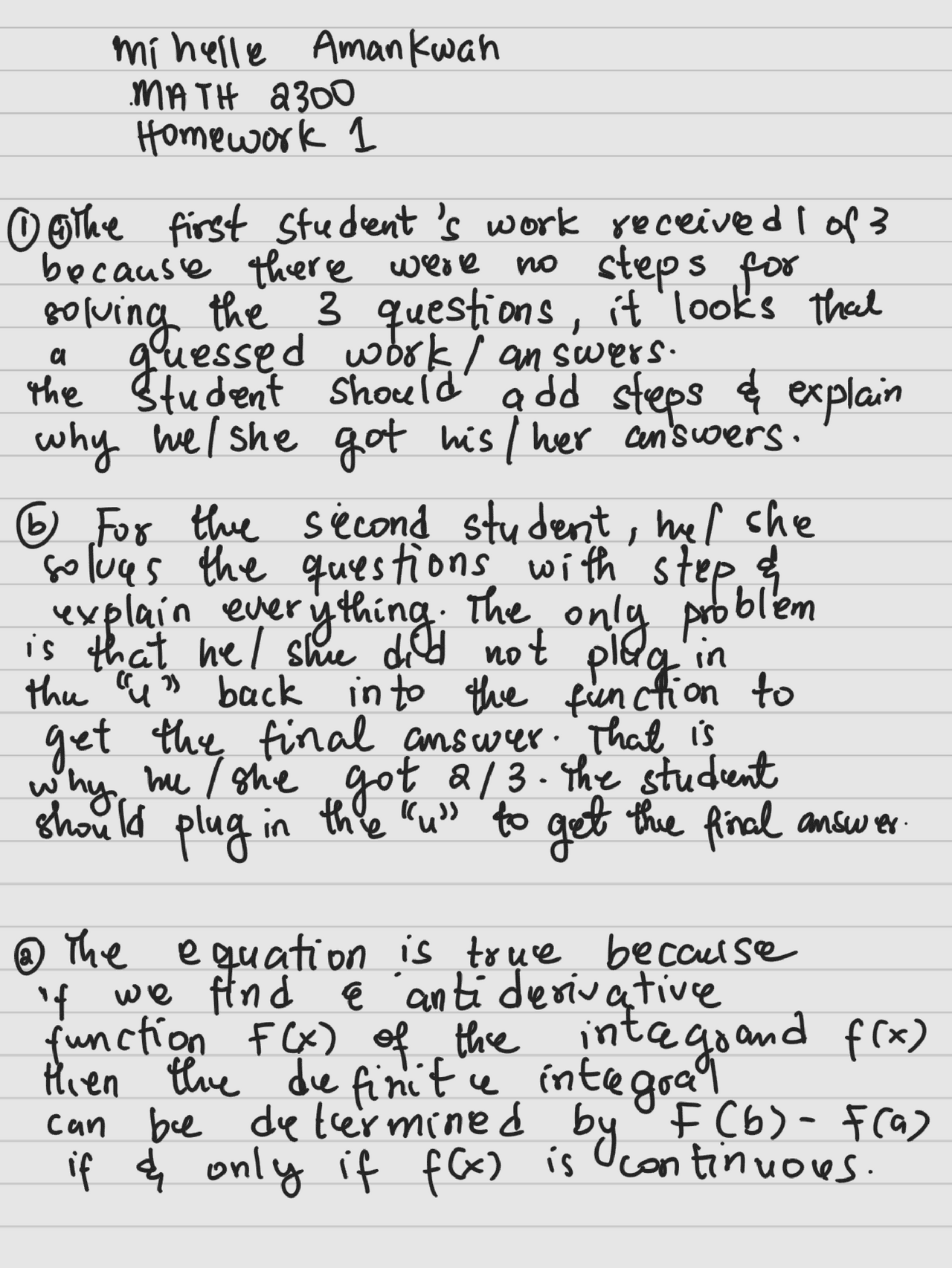 Assignment About U Substitution Assignments Mathematics Docsity