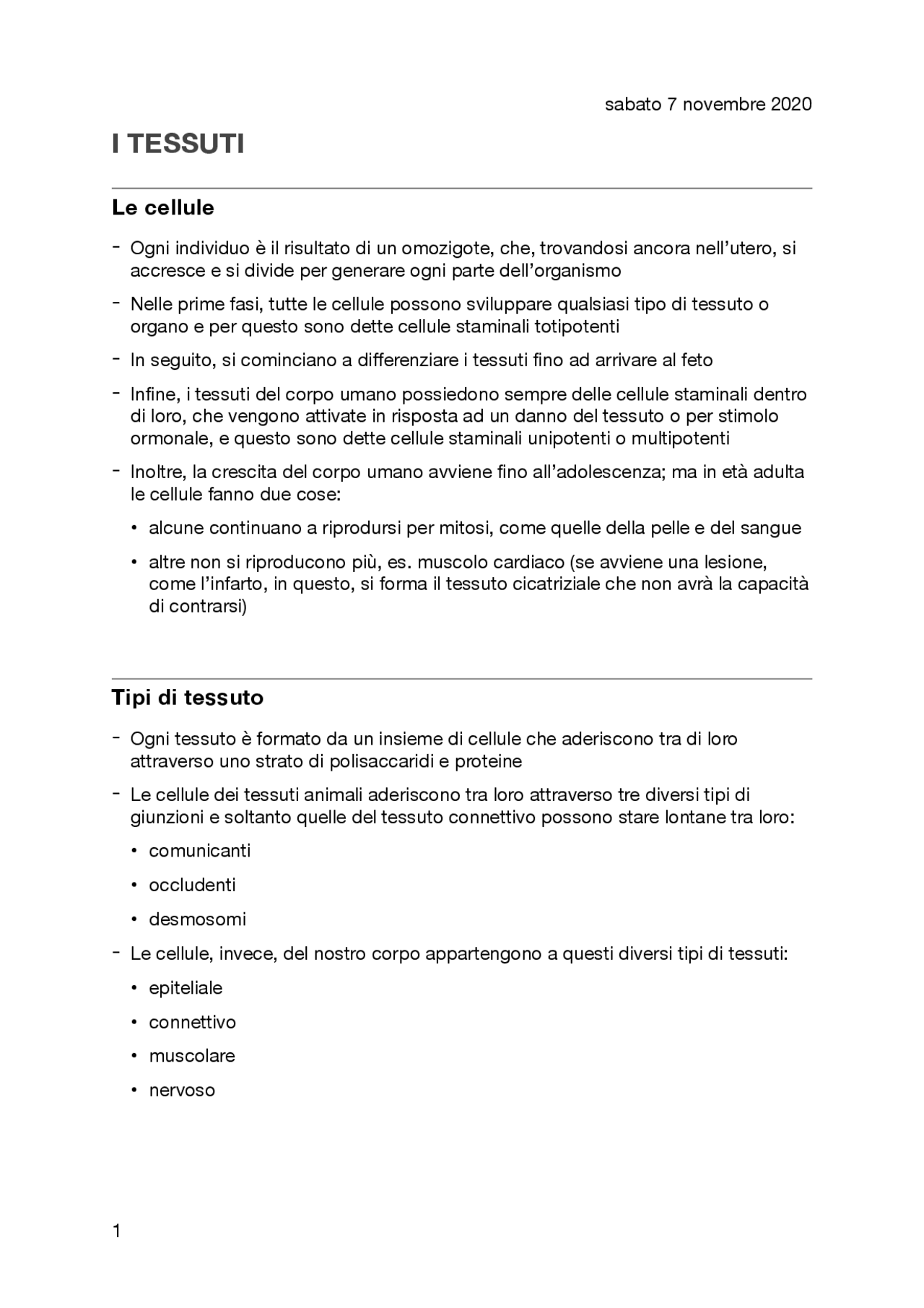 Tipi Di Tessuto E Funzioni Appunti Di Anatomia Docsity