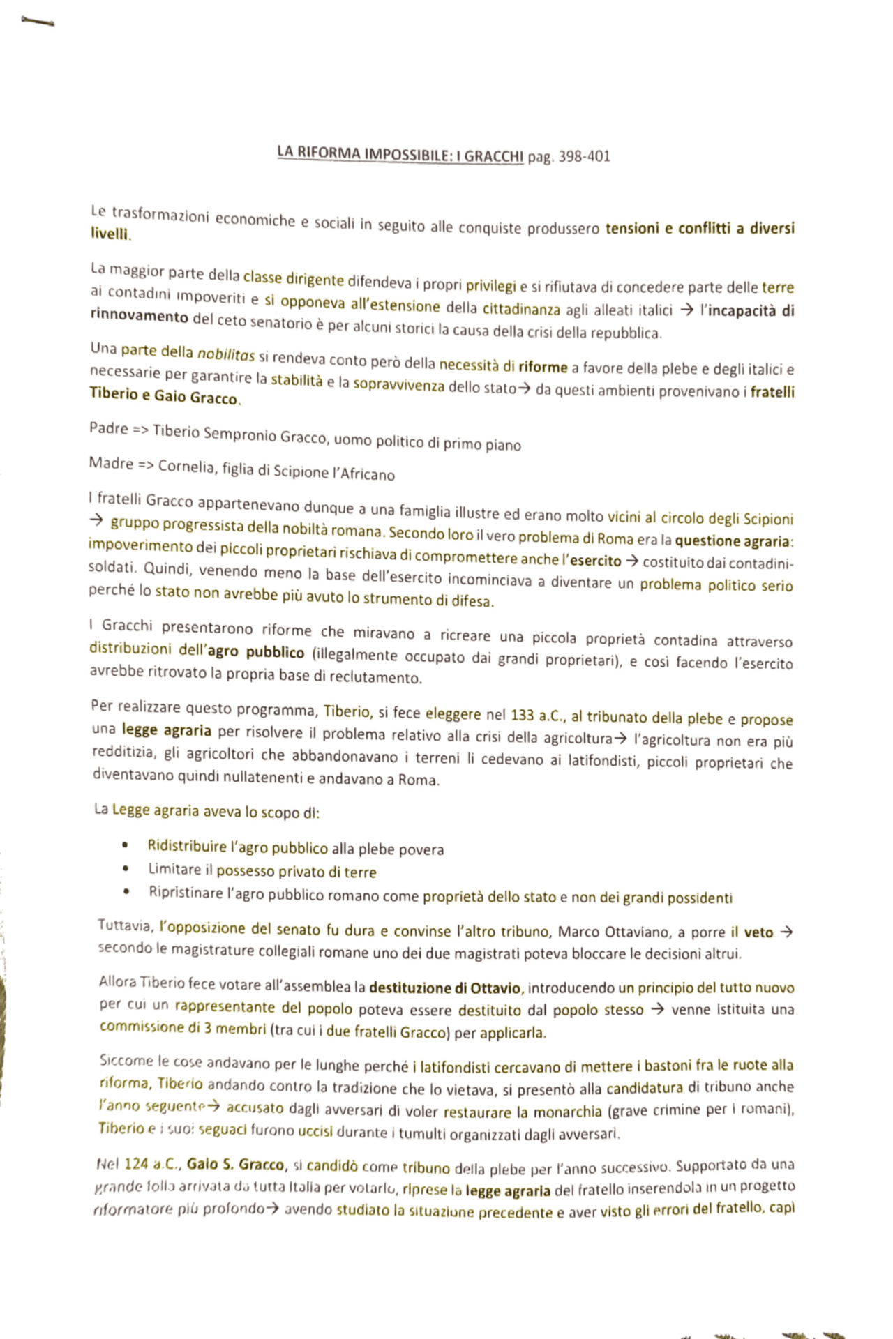 La Riforma Impossibile I Gracchi Metropolis 1 Schemi E Mappe