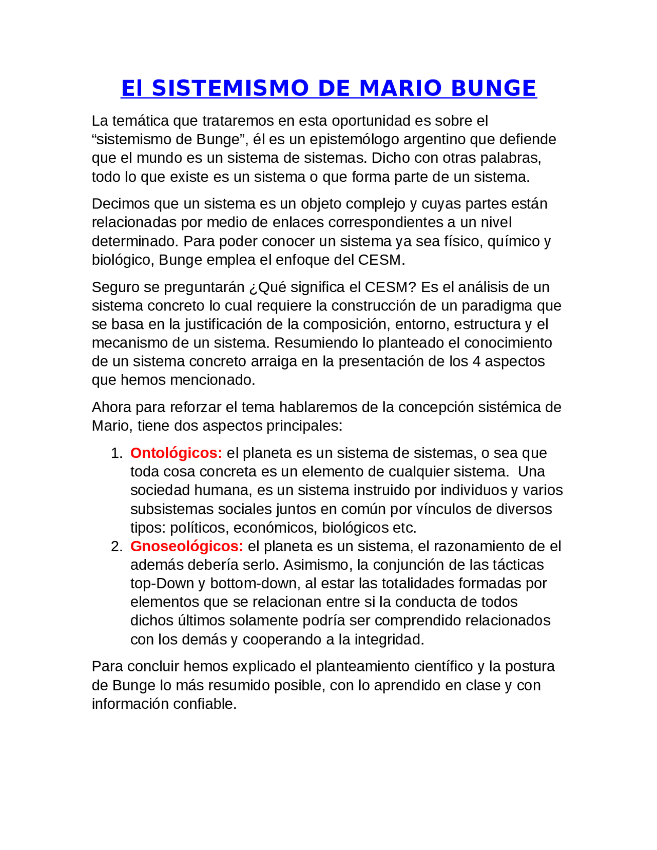 Sistemismo de Mario Bunge | Esquemas y mapas conceptuales de Biología ...