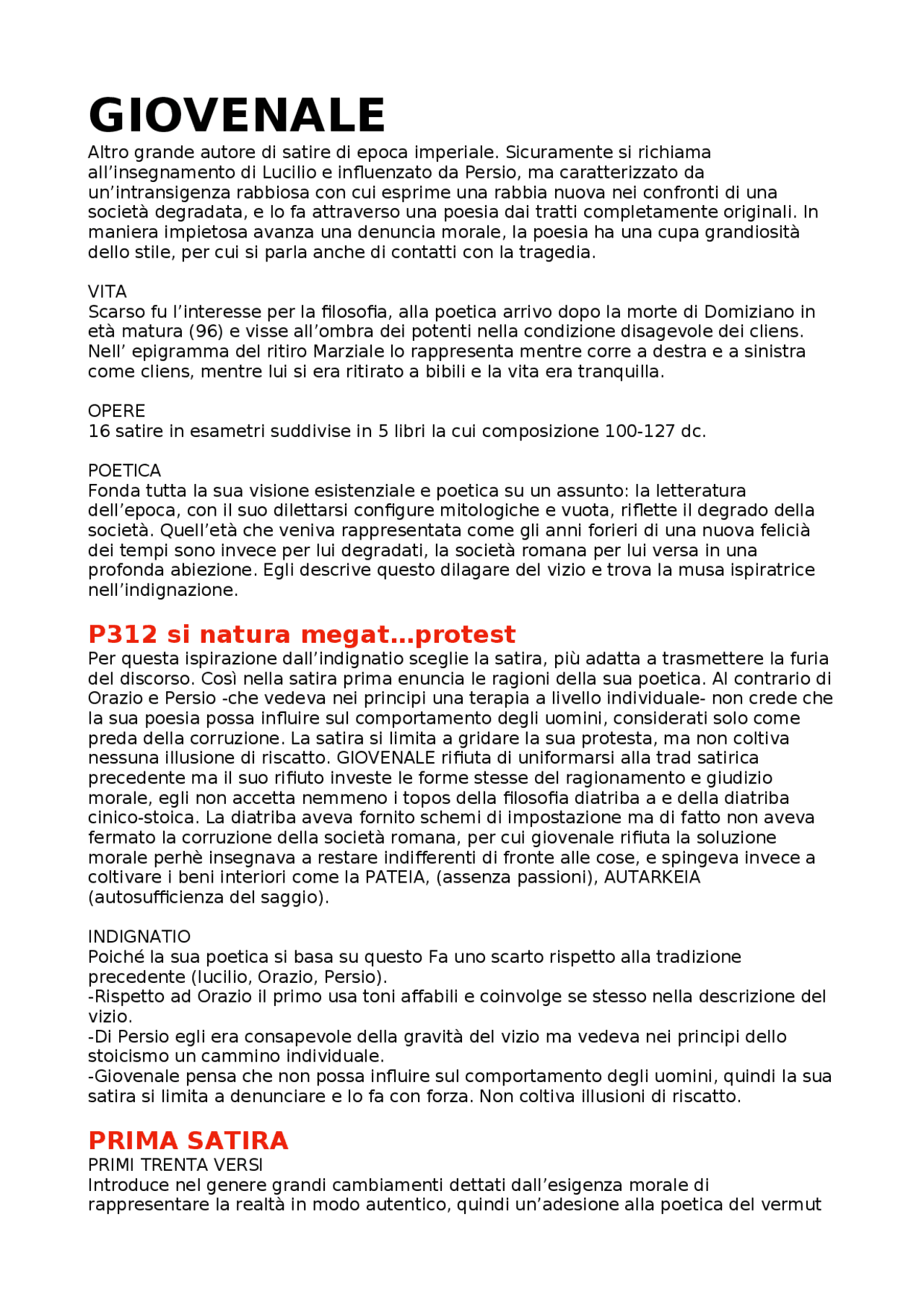 Giovenale: vita, opere, poetica, la prima satira, confronto con Lucilio, Orazio e Persio ...