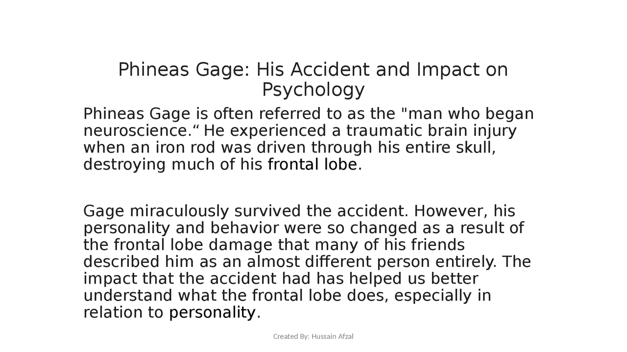 Phineas Gage His Accident and Impact on Psychology | Study Guides ...