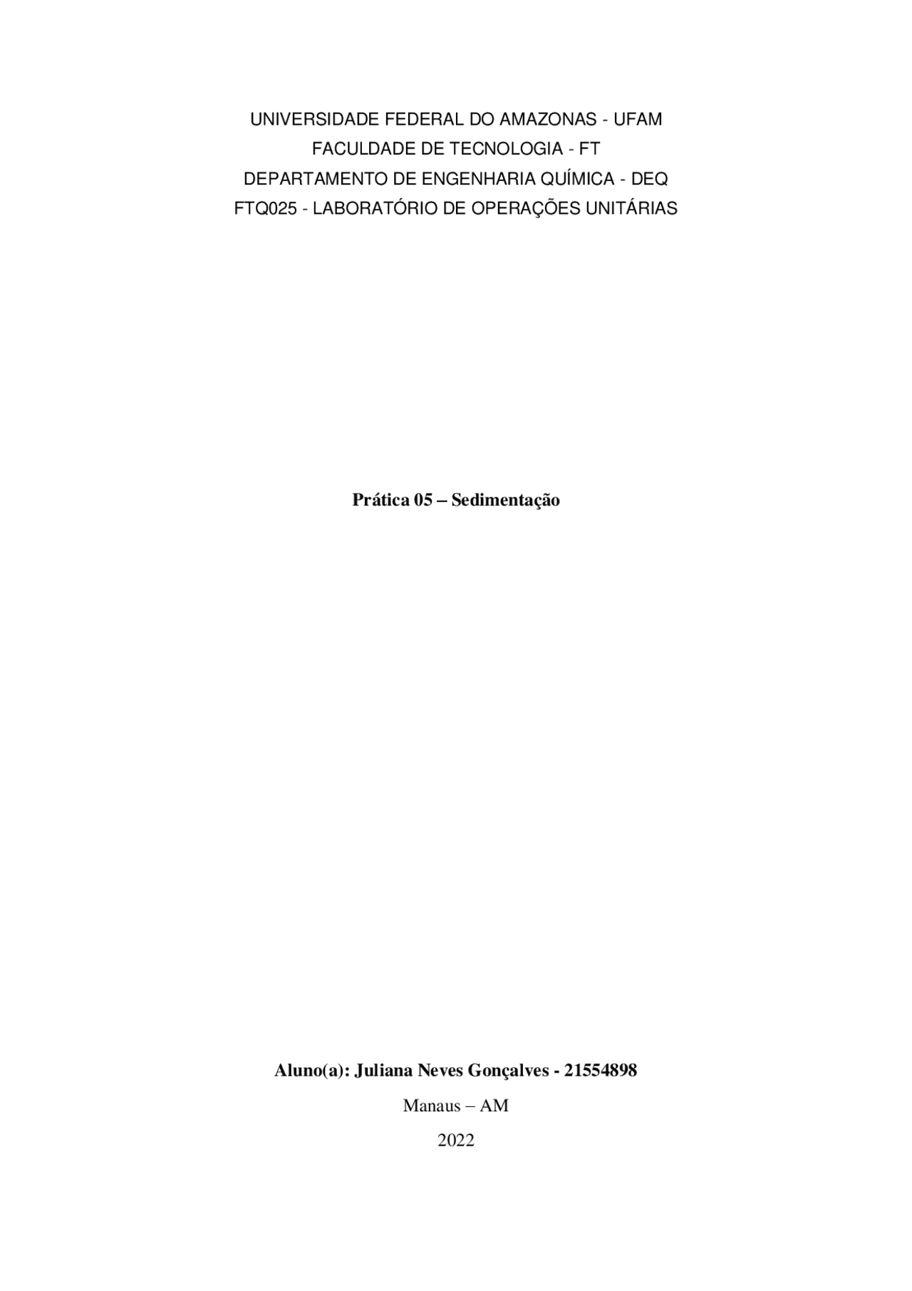 Relatório sobre de Sedimentação caseira de goma de tapioca | Exercises ...