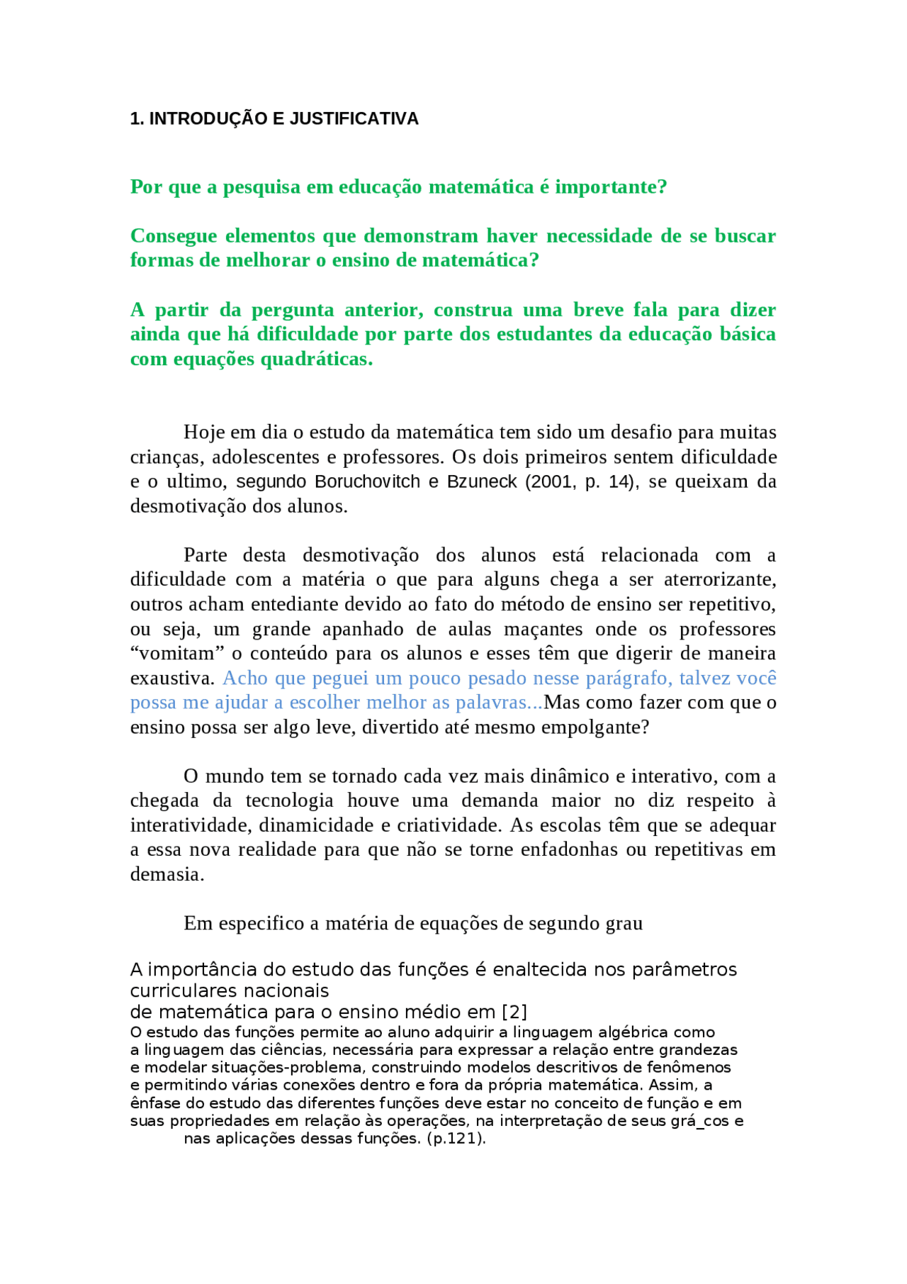 Relatorio De Projeto De ConclusÃo De Curso Notas De Aula Matemática
