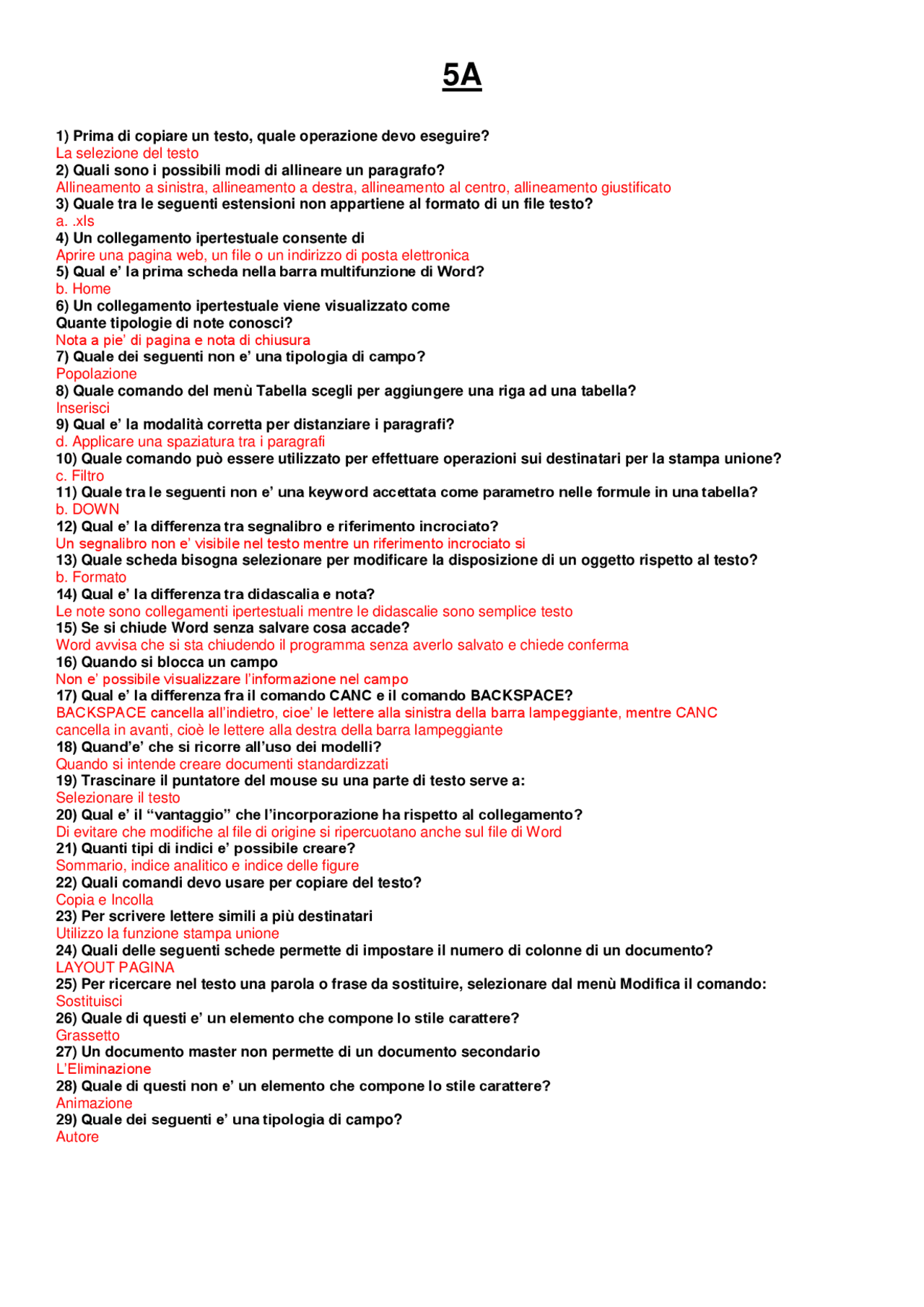 Soluzioni del test eirsaf full 5A, 5B, 5C e 5D anno 2021 | Panieri di ...