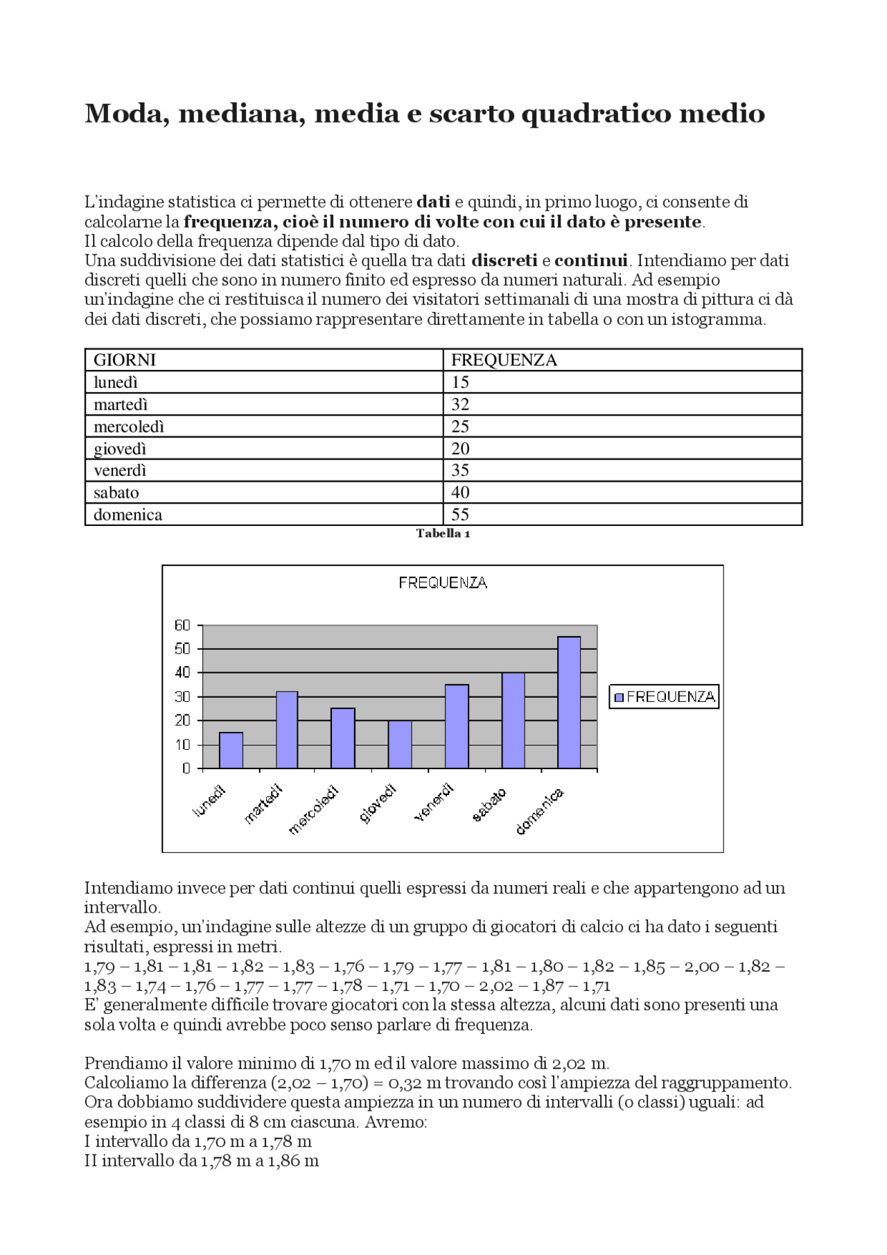 Statistica: moda media mediana scarto quadratico medio | Appunti di ...