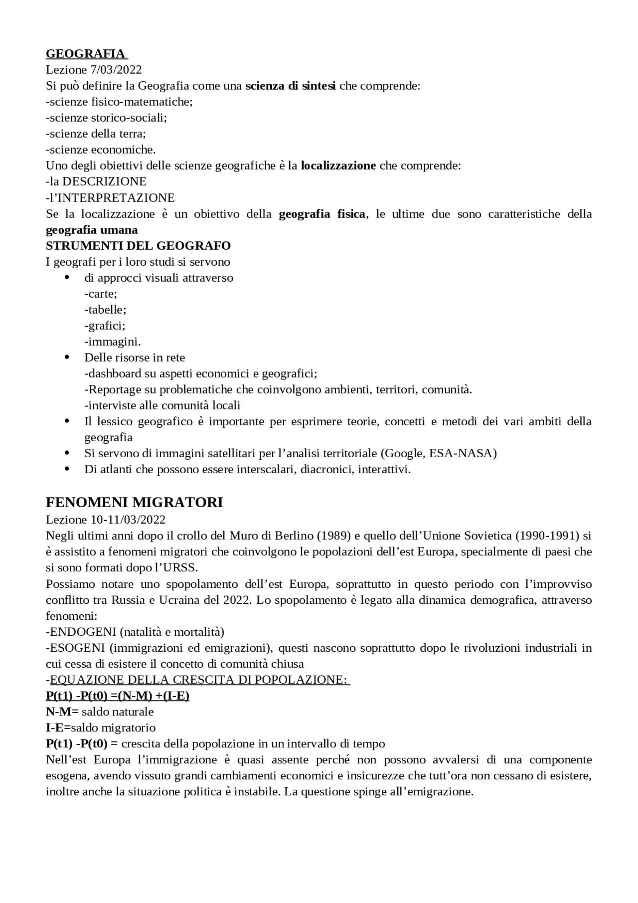 Appunti Geografia Umana Schemi E Mappe Concettuali Di Geografia Docsity