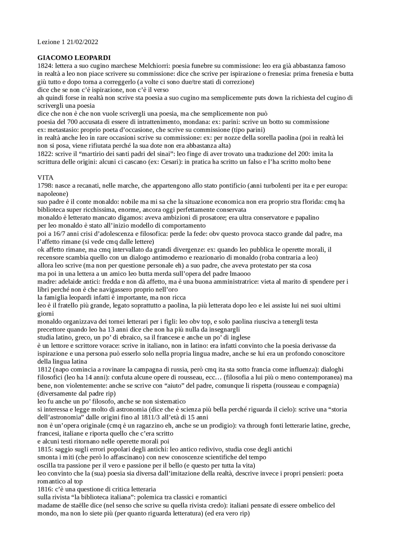 Letteratura italiana F - appunti del modulo1 del corso | Appunti di Letteratura Italiana | Docsity