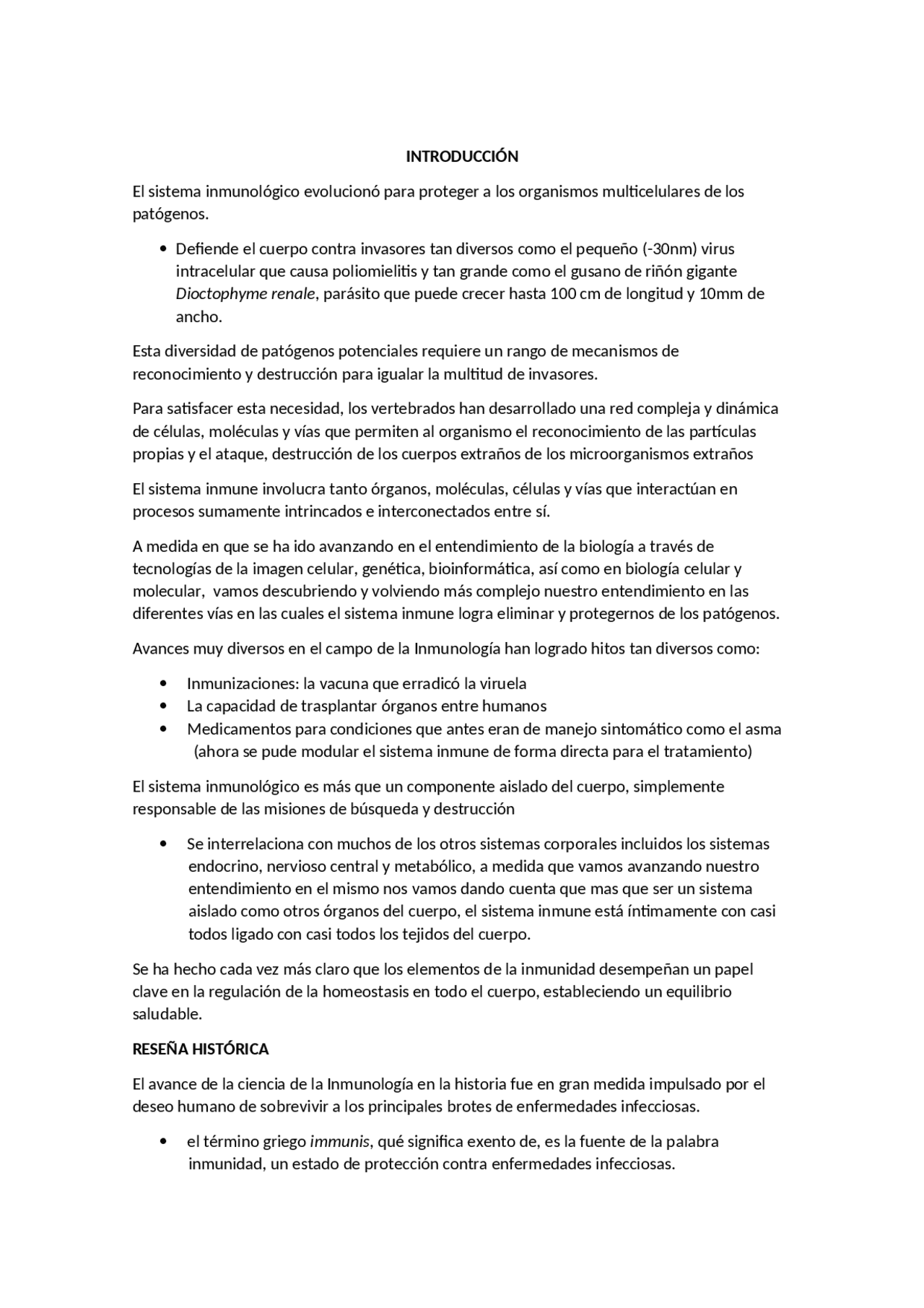 Inmunlogía Historia E Introducción Resúmenes De Inmunología Docsity