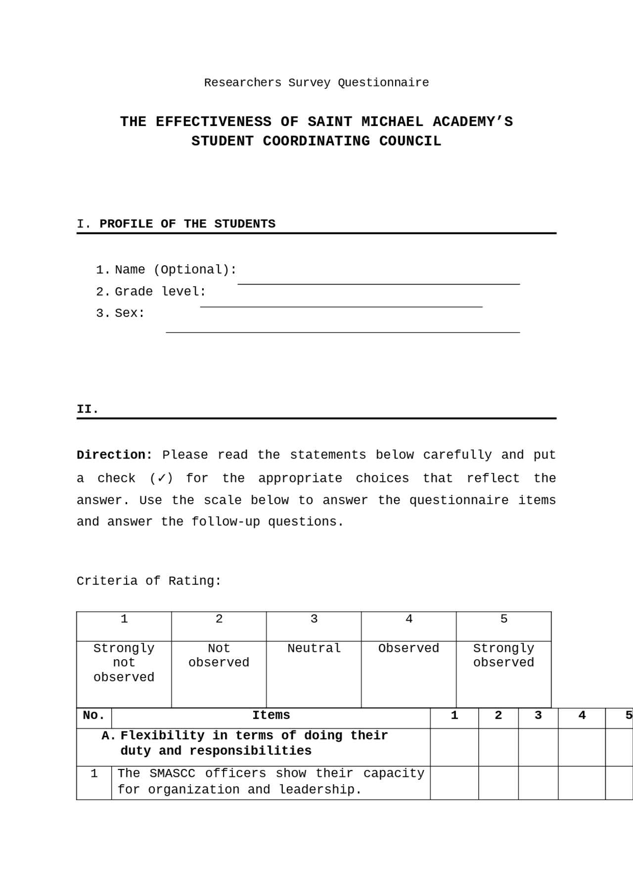 RESEARCH SURVEY QUESTIONNAIRE | Study Guides, Projects, Research Survey ...