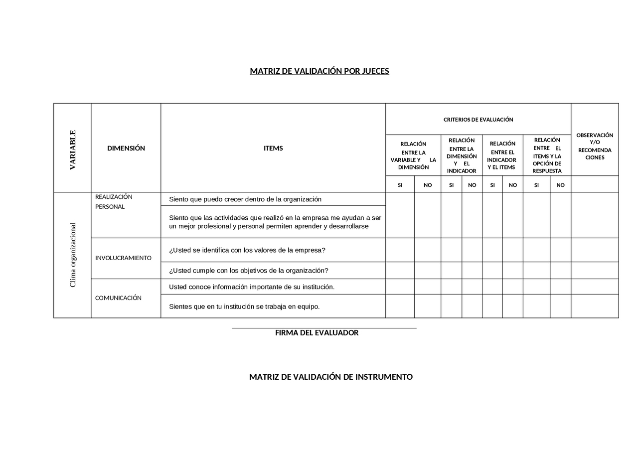 Ejemplo De Matriz Para Evaluacion Por Jueces Ejercicios De Educación