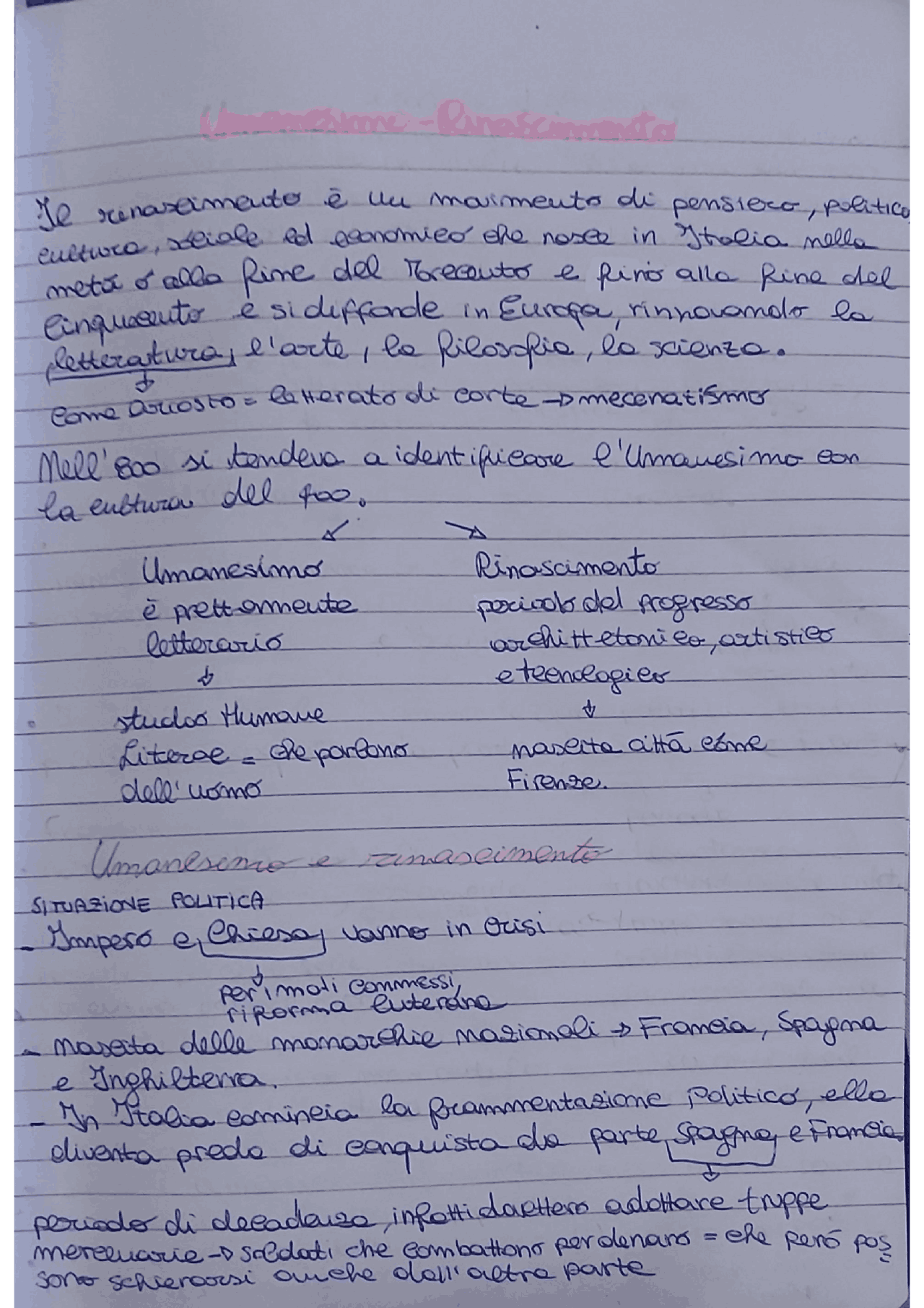 Umanesimo E Rinascimento In 10 Minuti Appunti Di Storia Docsity