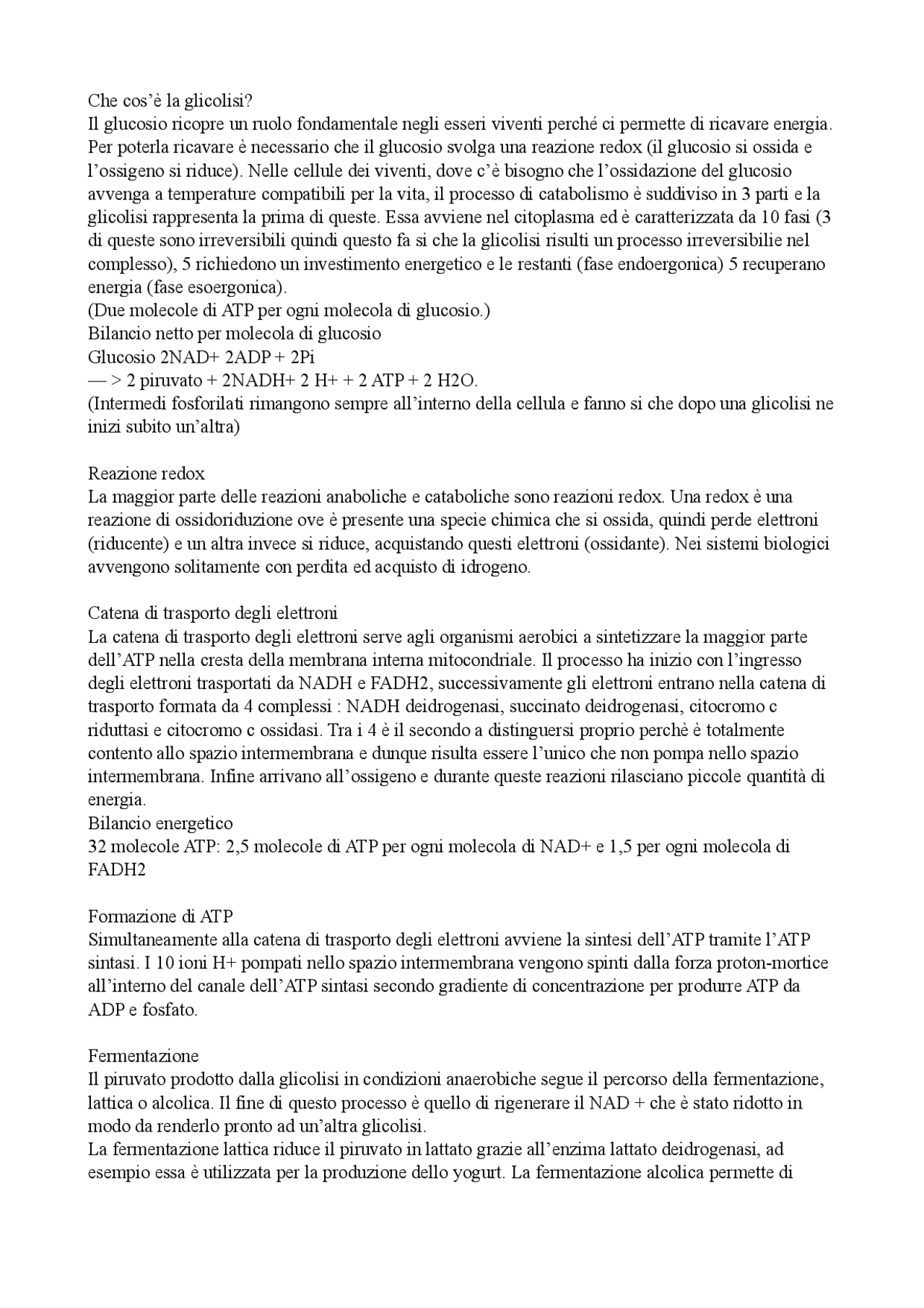 La Glicolisi e la Catena di Trasporto degli Elettroni | Schemi e mappe ...