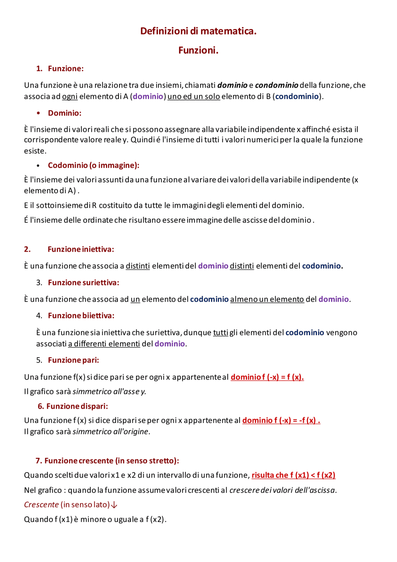 Funzioni, limiti di una funzione, funzioni continue e derivate. Teoremi. | Schemi e mappe ...