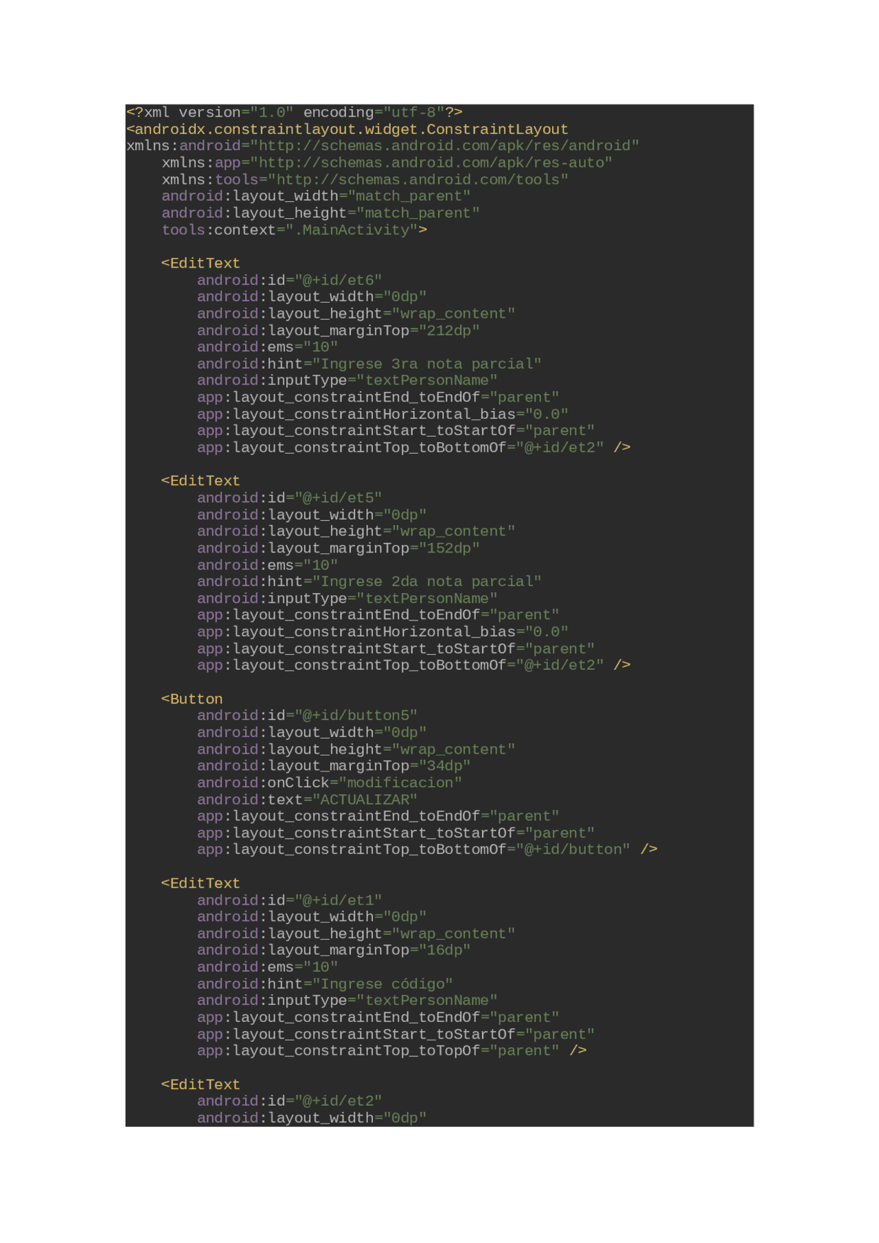Xml con android studio para la vida | Diapositivas de Informática Móvil | Docsity