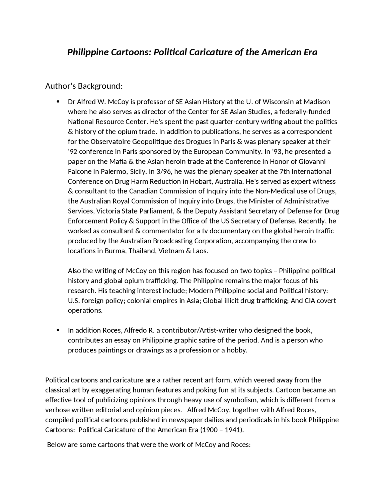 Philippine Cartoons :Political Caricature of the American Era | Essays ...