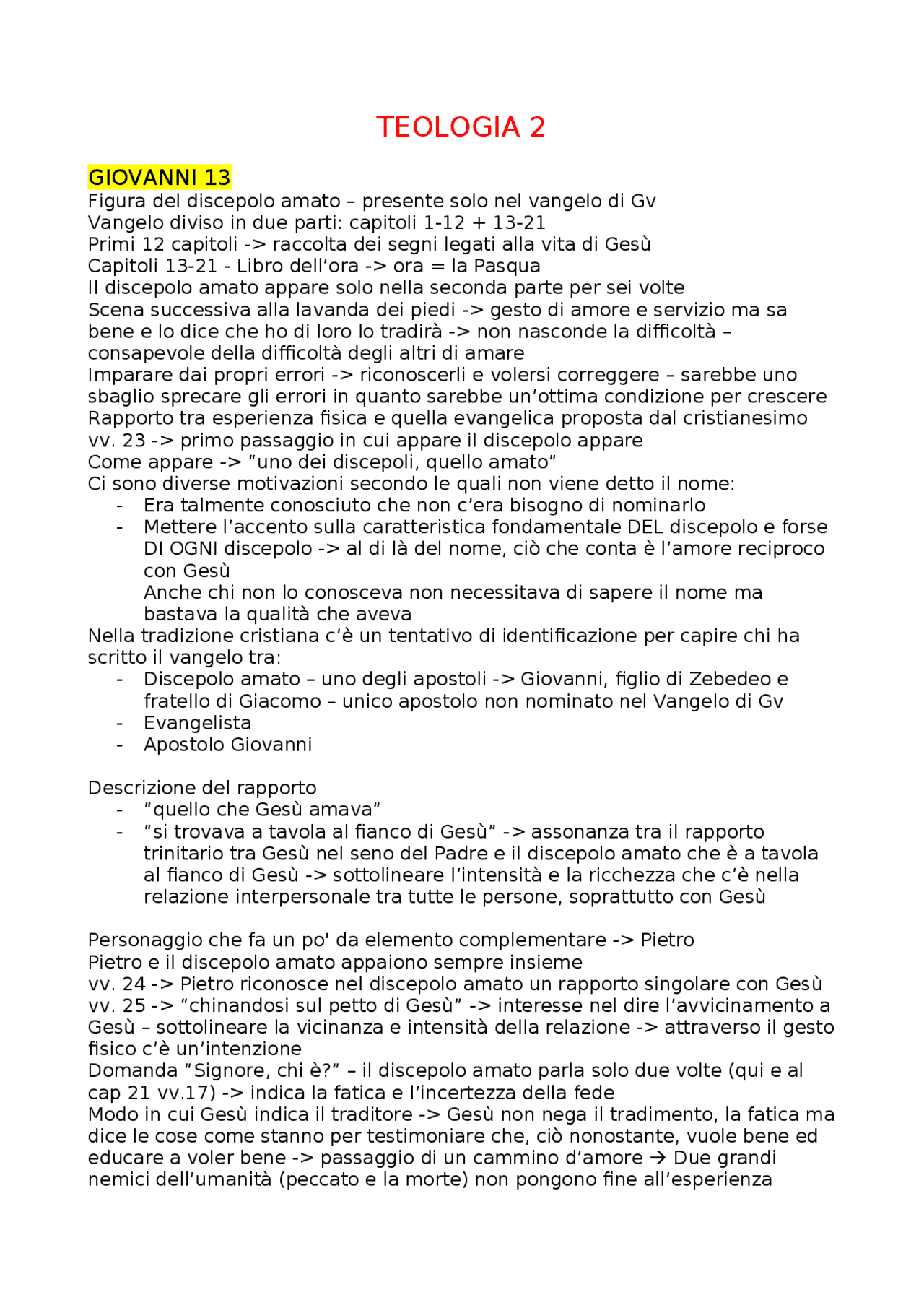 Appunti Teologia 2 Unicatt Appunti Di Teologia Ii Docsity