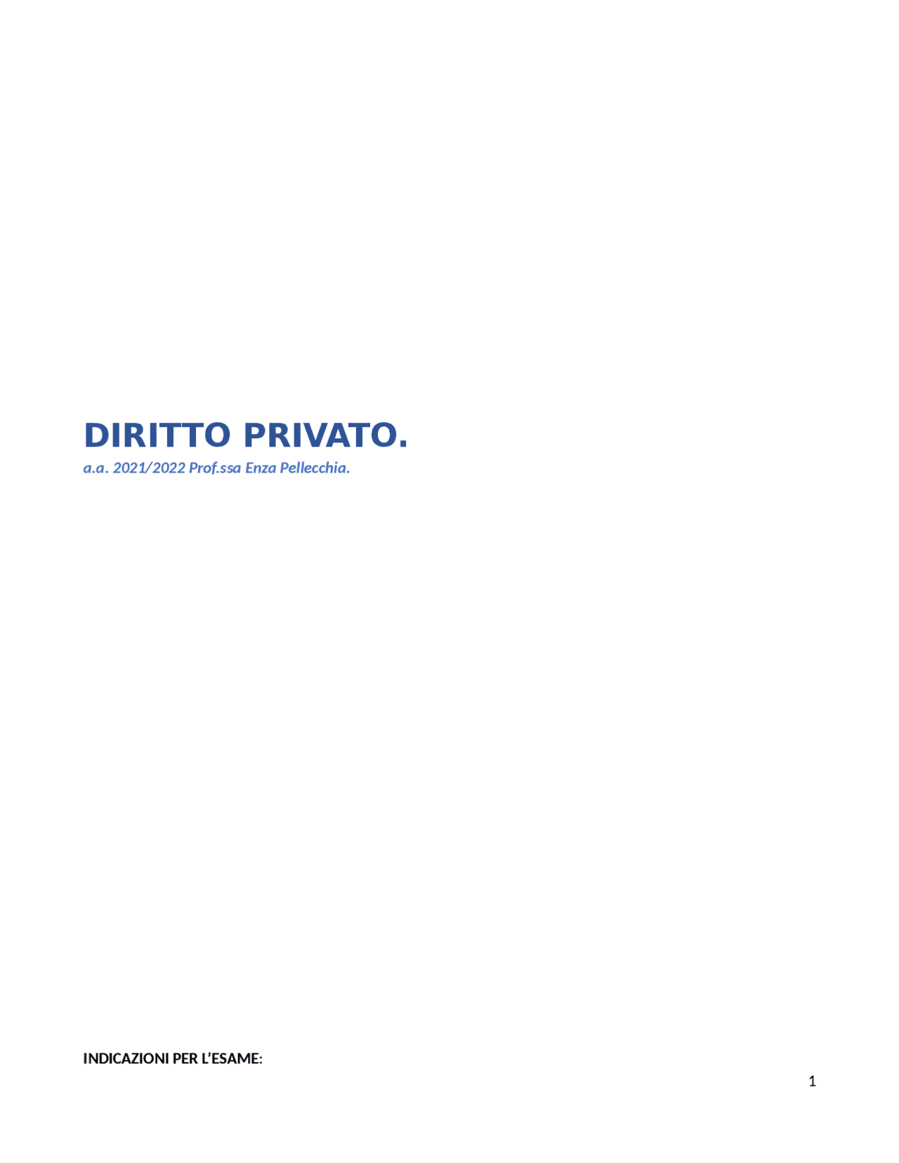 Appunti di diritto privato I Prof.ssa Enza pellecchia a.a. 2021/2022 | Appunti di Diritto ...