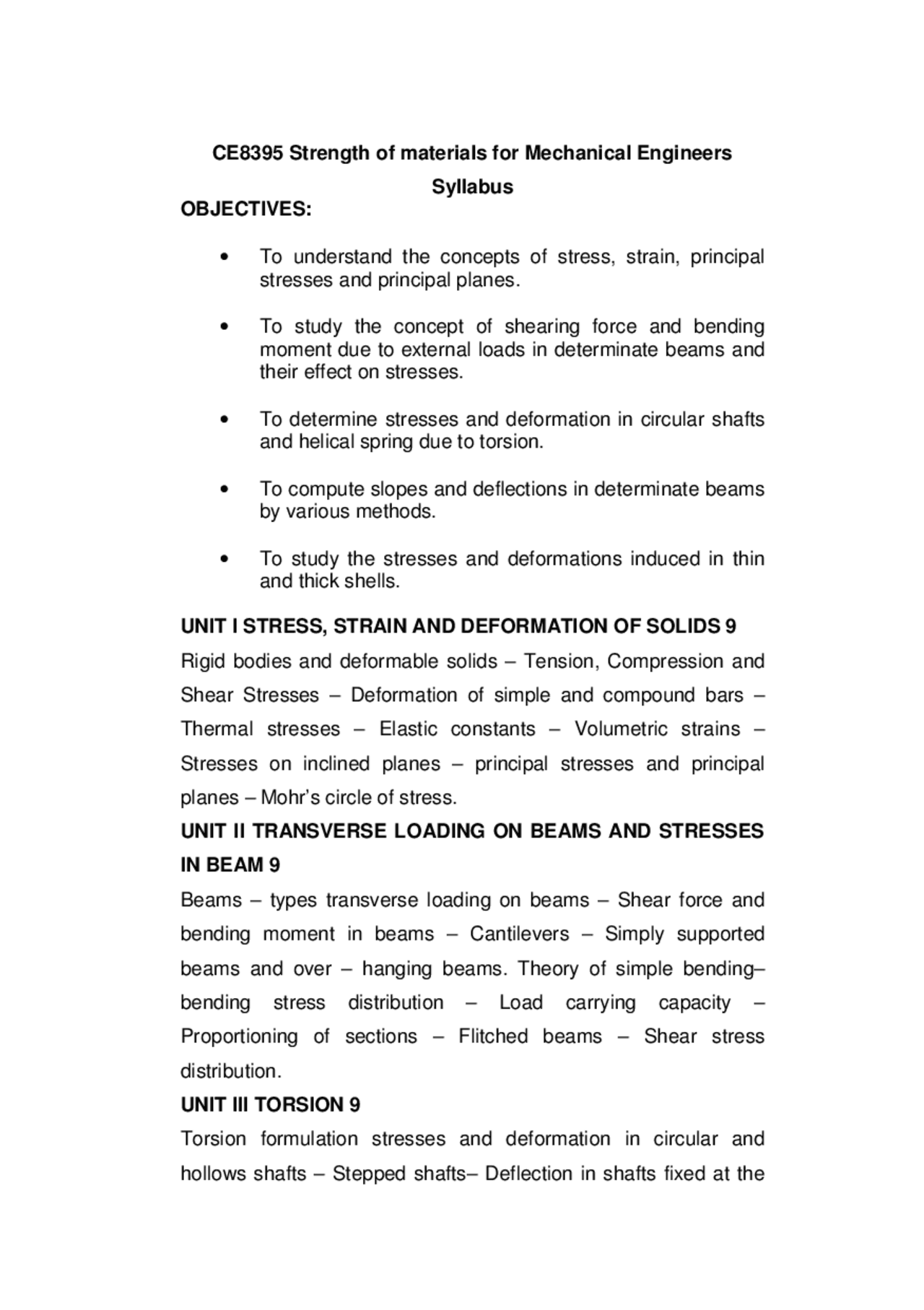 Strength Of Materials Questions And Answer Exercises Engineering Docsity