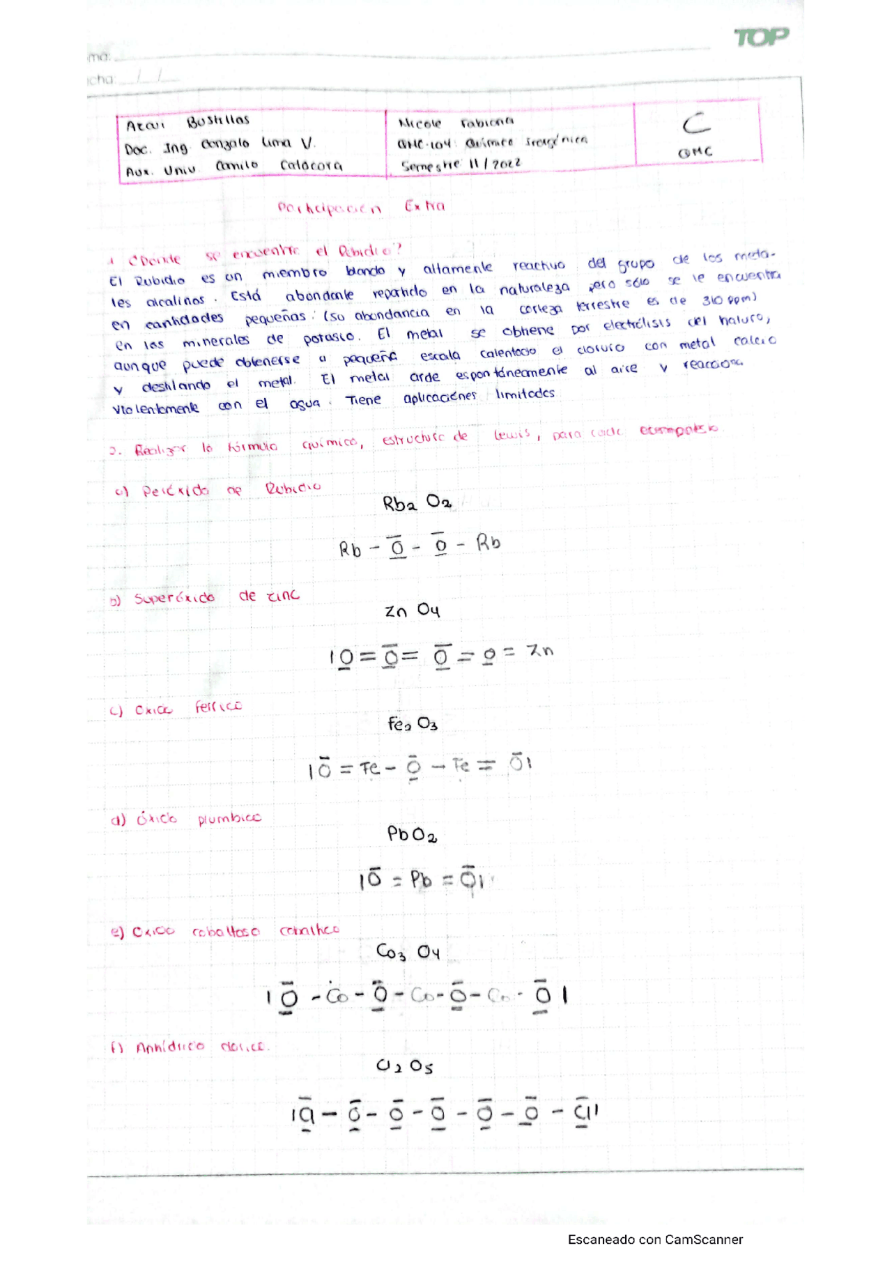 Practica Química Inorgánica Exámenes Selectividad De Química Docsity