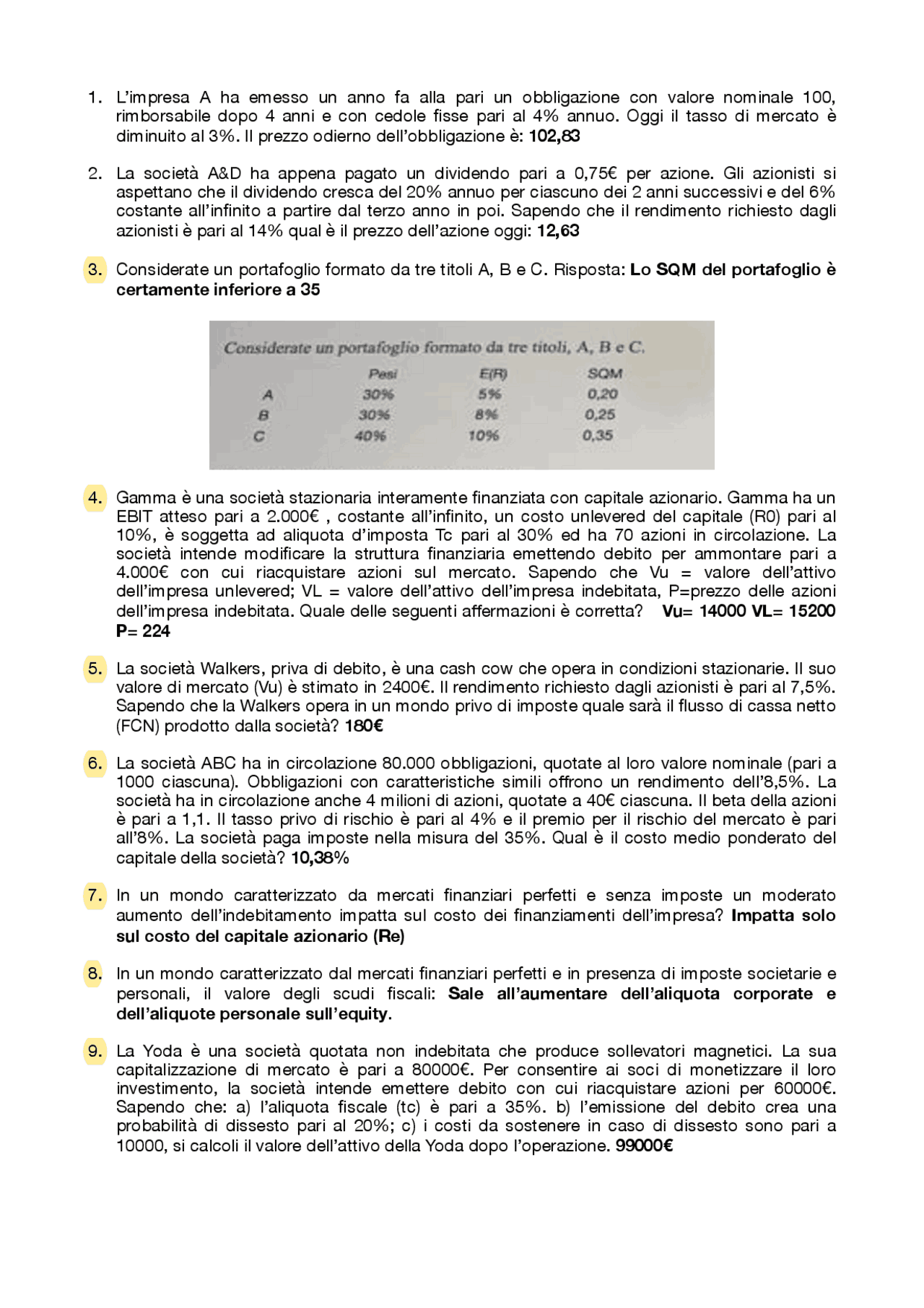 Esercizi esame con risposte | Esercizi di Diritto Tributario | Docsity