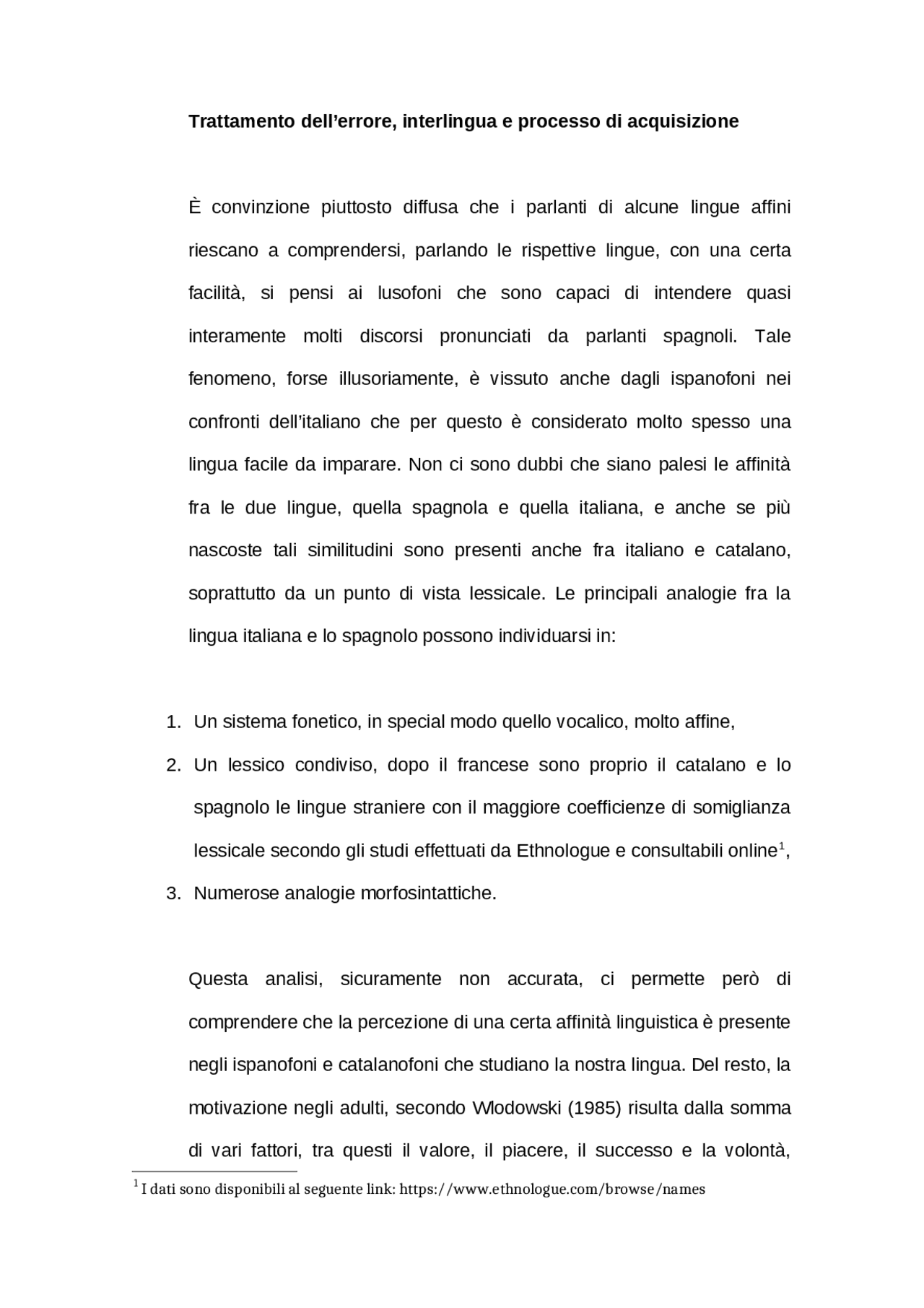Trattamento Dellerrore Tesi Di Laurea Di Linguistica Docsity
