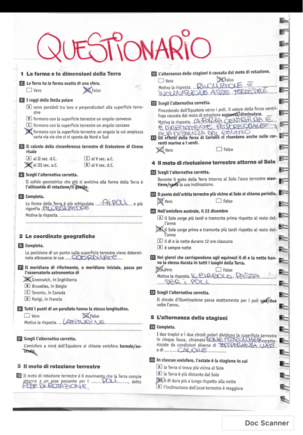 Questionario con risposte spiegate | Esercizi di Scienze della Terra ...
