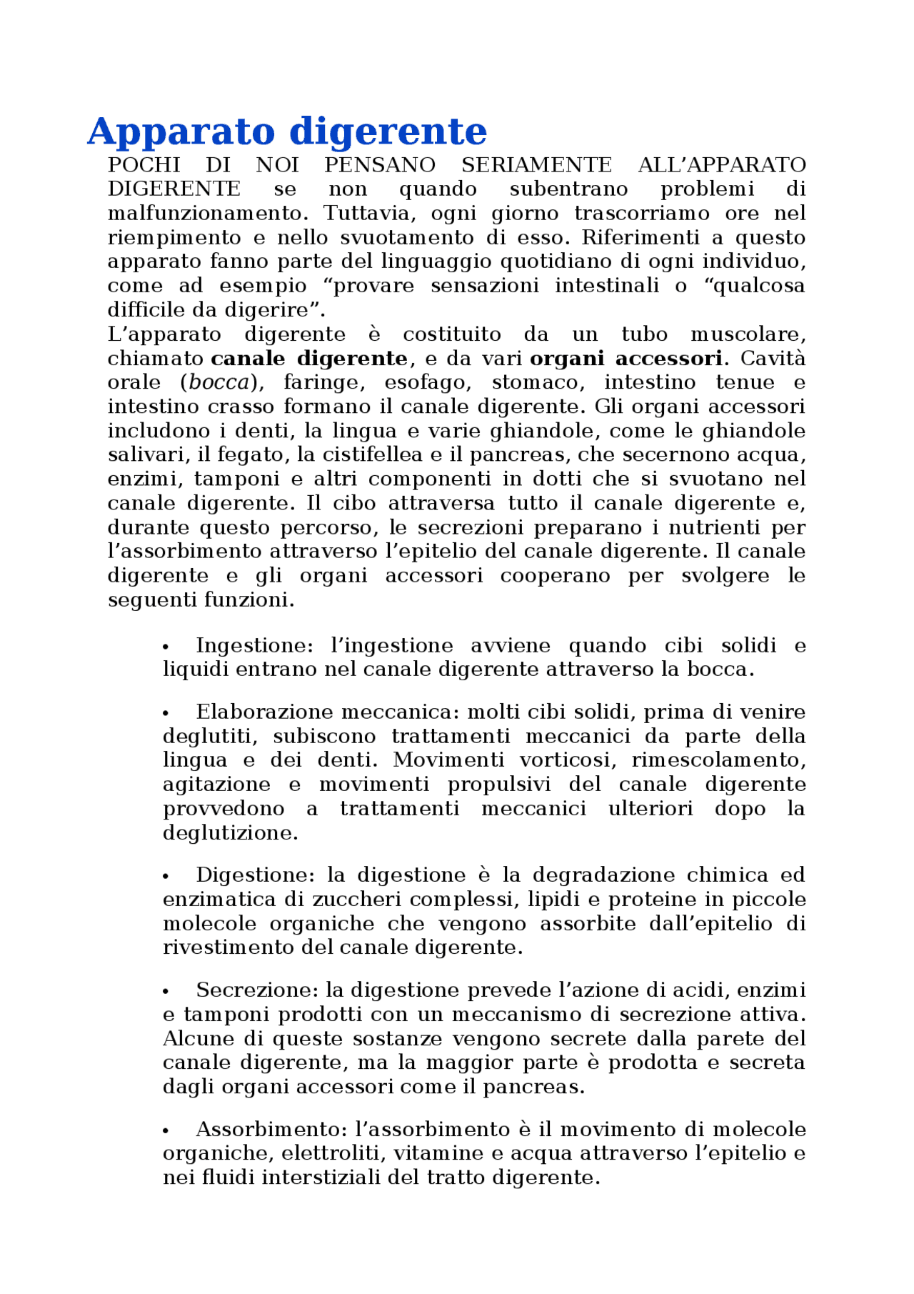 Apparato Digerente Appunti Appunti Di Anatomia Docsity