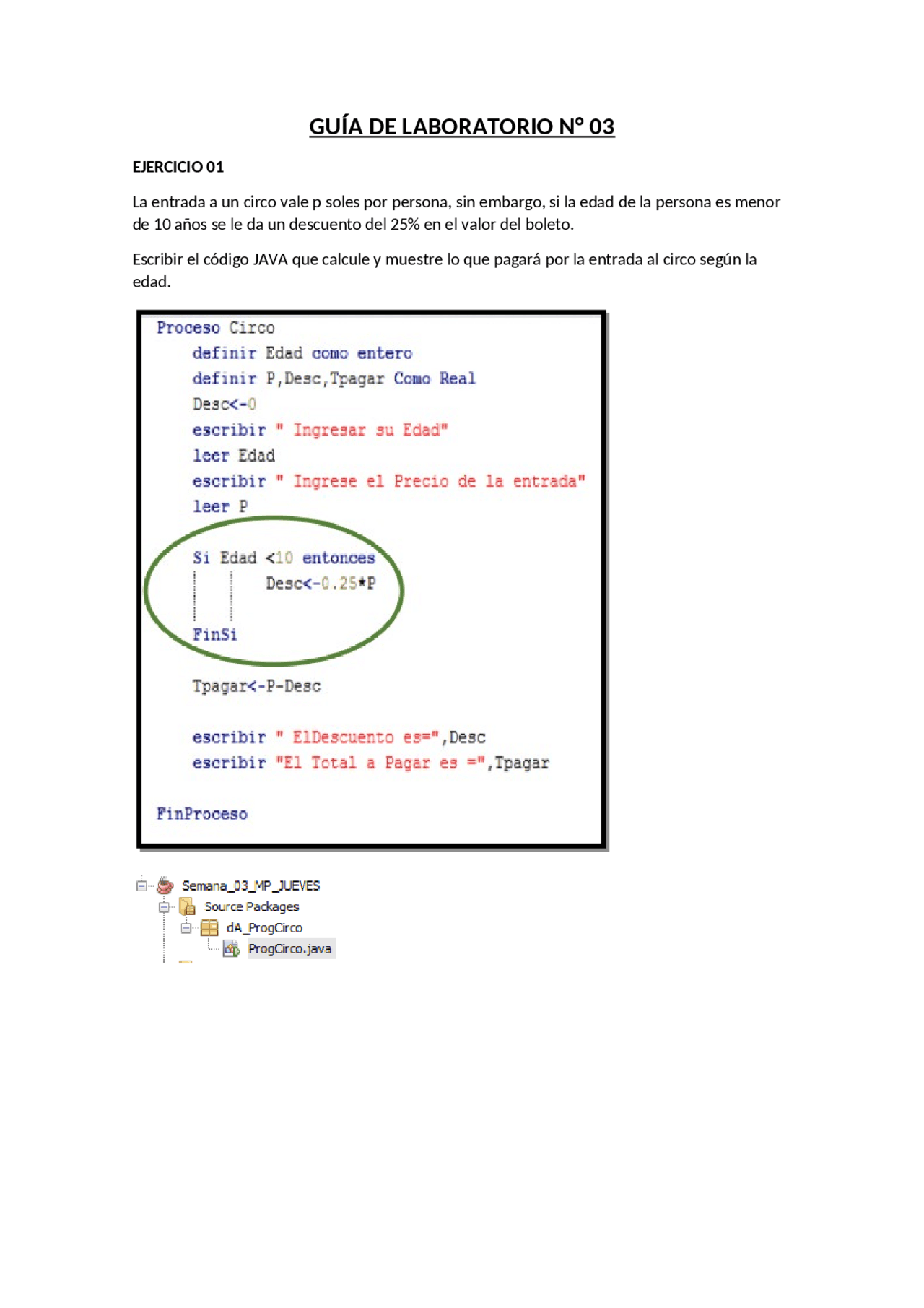 Guía de laboratorio N° 03: Ejercicios de programación | Ejercicios de ...