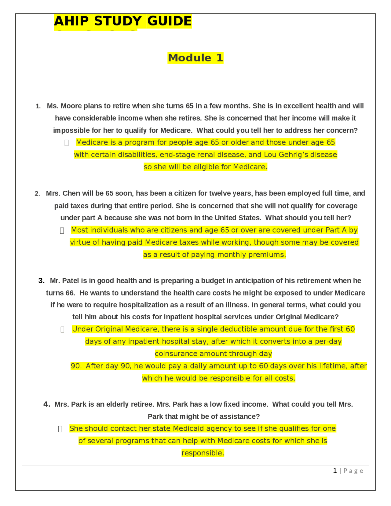 University of Central Florida HSC 4400 AHIP STUDY GUIDE 2022 | Exams Nursing | Docsity