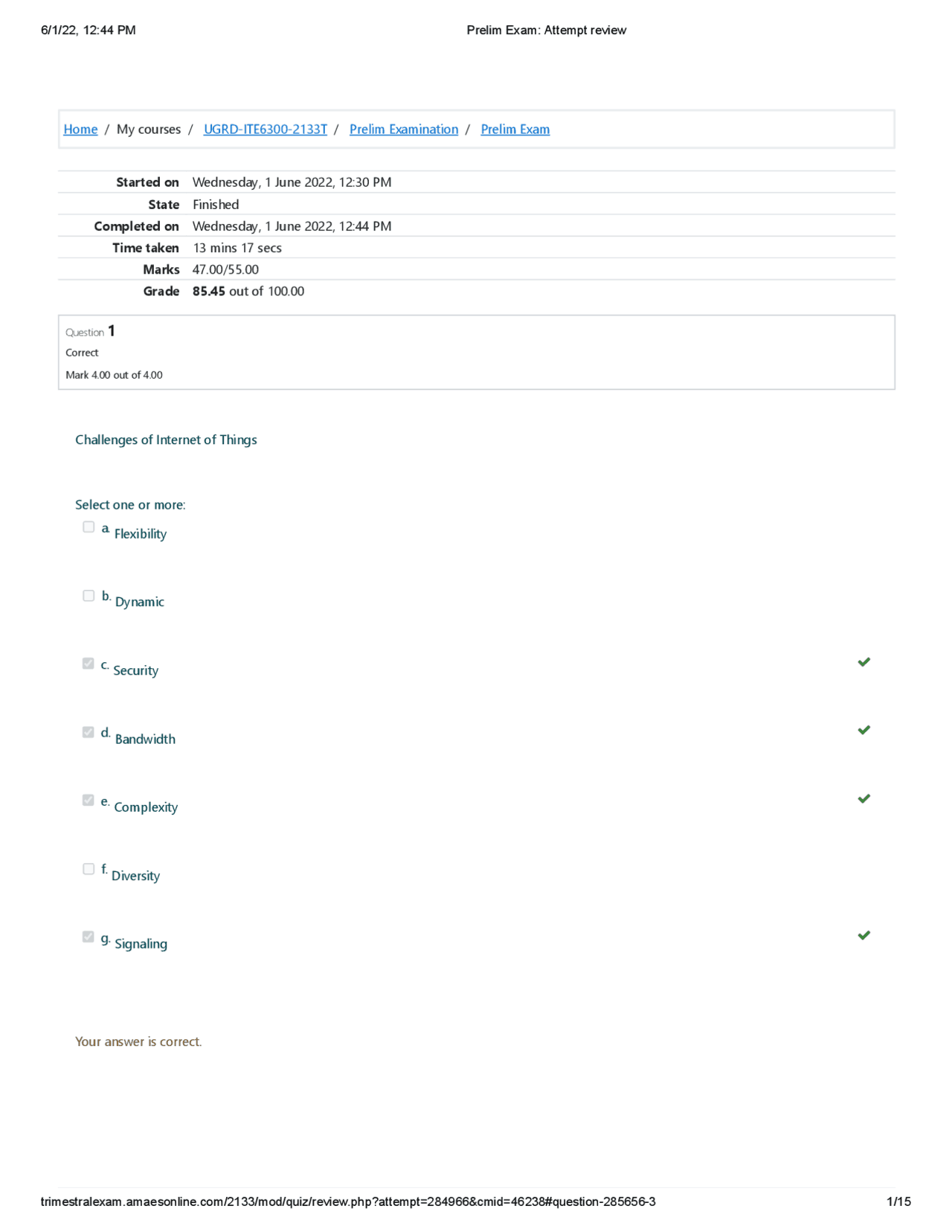 Internet Of Things Urgd Ite 6300 Exams Computer Science Docsity