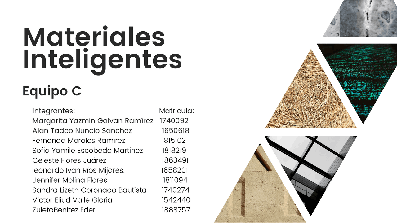 Materiales inteligentes | Diapositivas de Materiales | Docsity