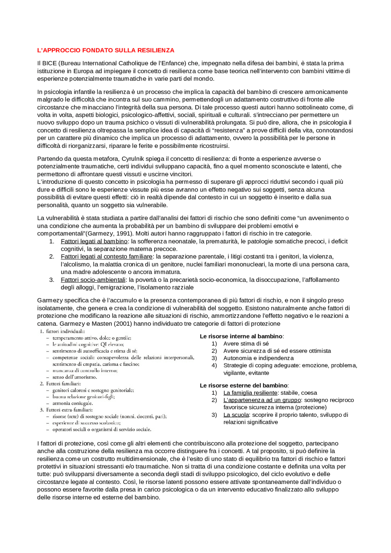 Tutori Di Resilienza Riassunto Ucsc Pc Profgiordano Sintesi Del