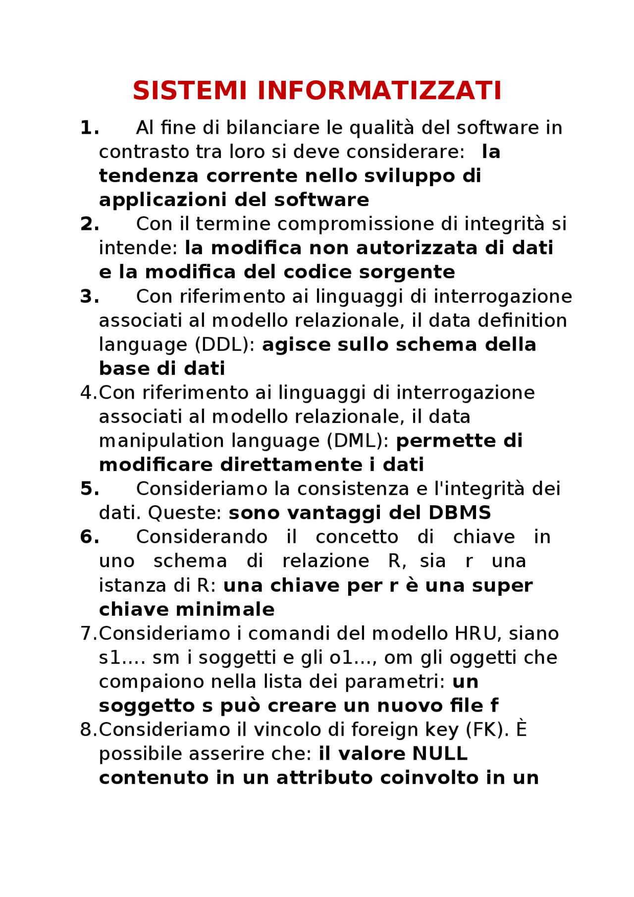 Domande Esame Sistemi Informatizzati Esercizi Di Sistemi Informativi